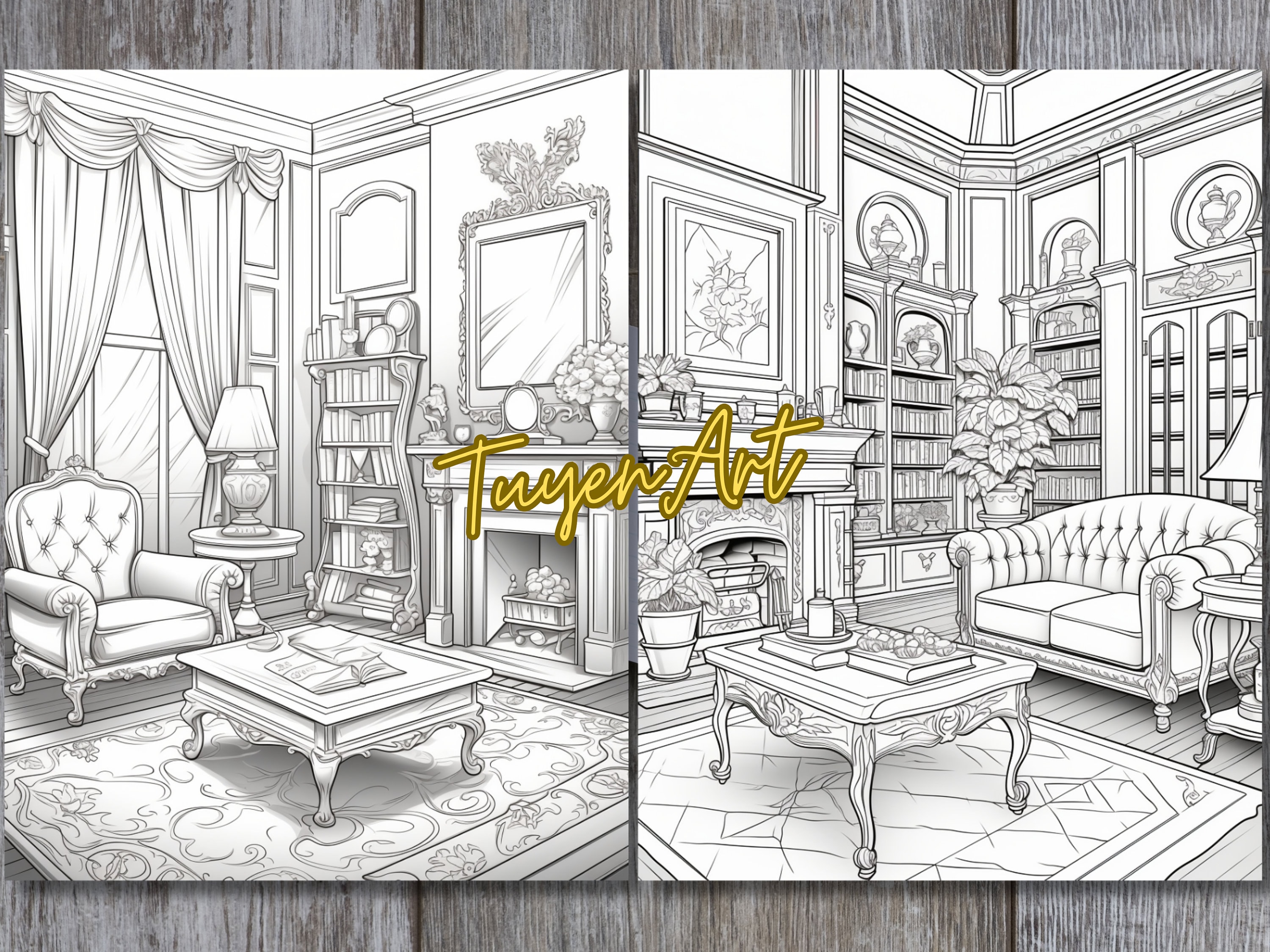 Interior Isometric Coloring Pages, House Isometric Coloring Book, Cozy ...
