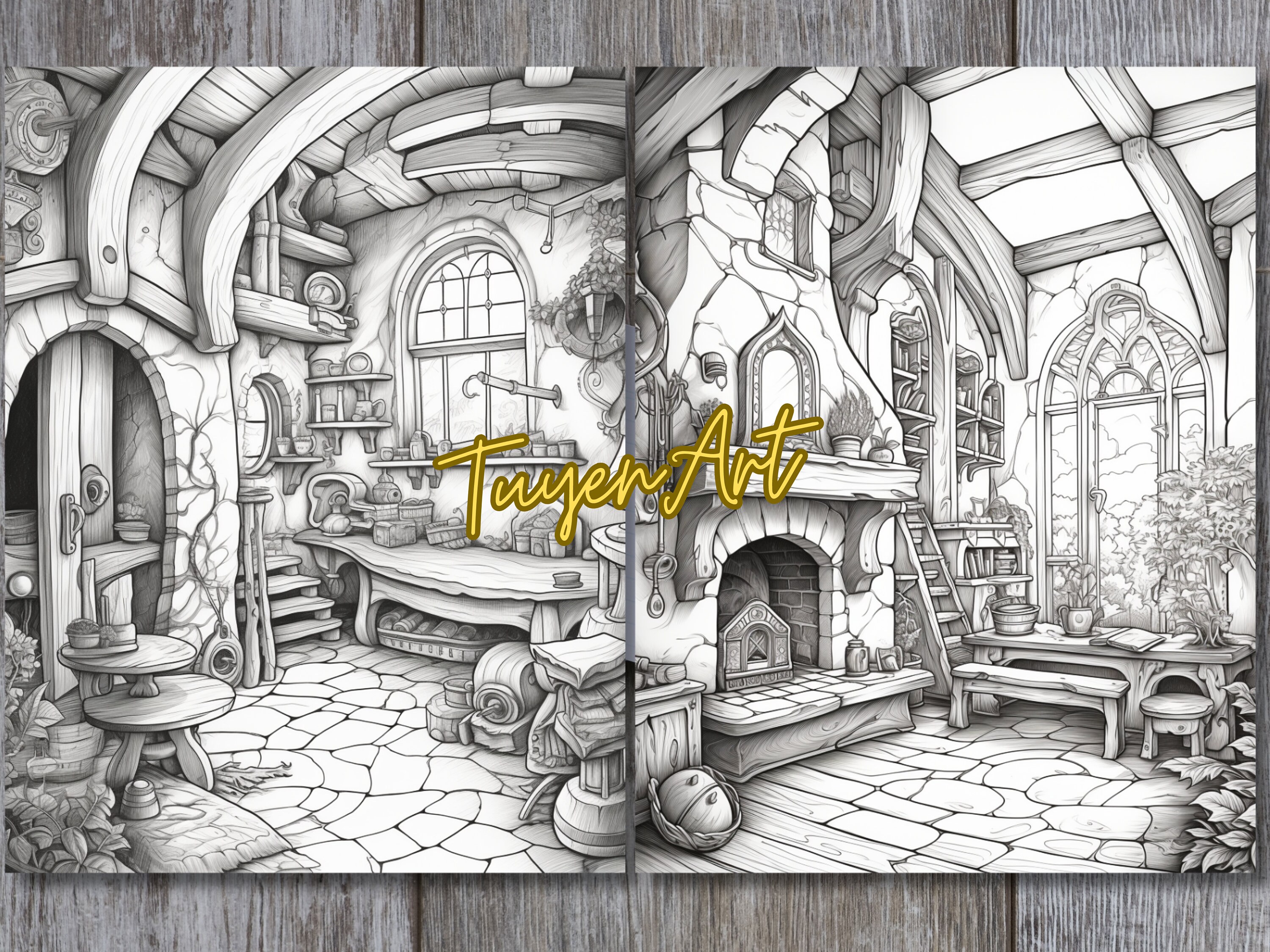 Fantasy House Interior Coloring Pages, Fantasy Coloring, Coloring Book ...