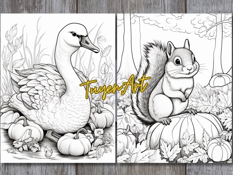 Autumn Animals Coloring Book, Fall Animals Coloring Pages, Autumn Charm ...