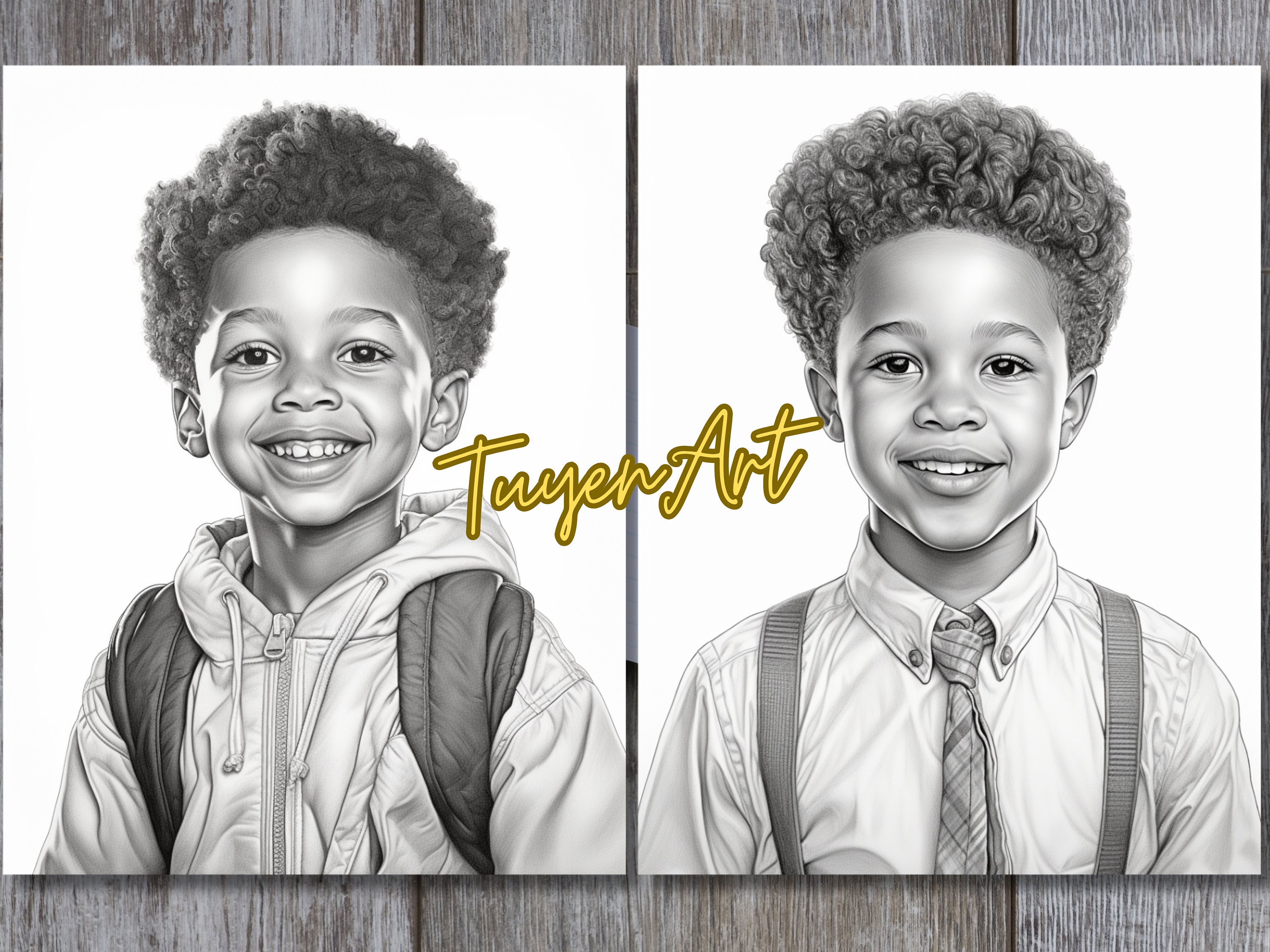 Portraits of Young Black Boys Magic - Coloring Pages, Afro Boy, Black ...