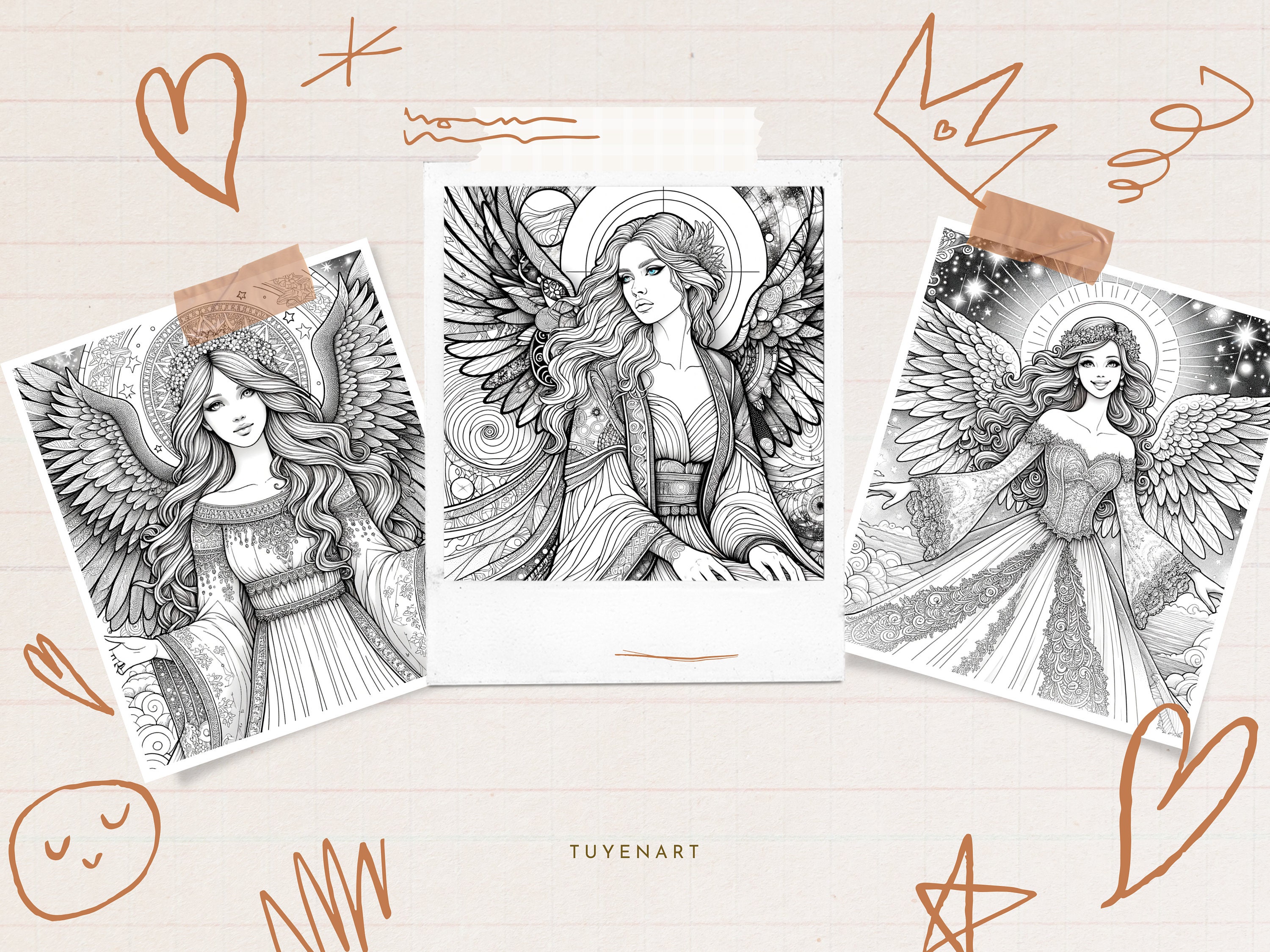 Beautiful Angel Women Coloring Book, Beautiful Girls Coloring Pages ...