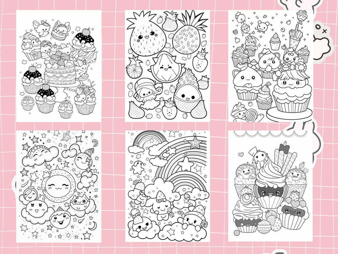 Kawaii Coloring Pages Cute Coloring Pages for Kids and Adults Digital ...