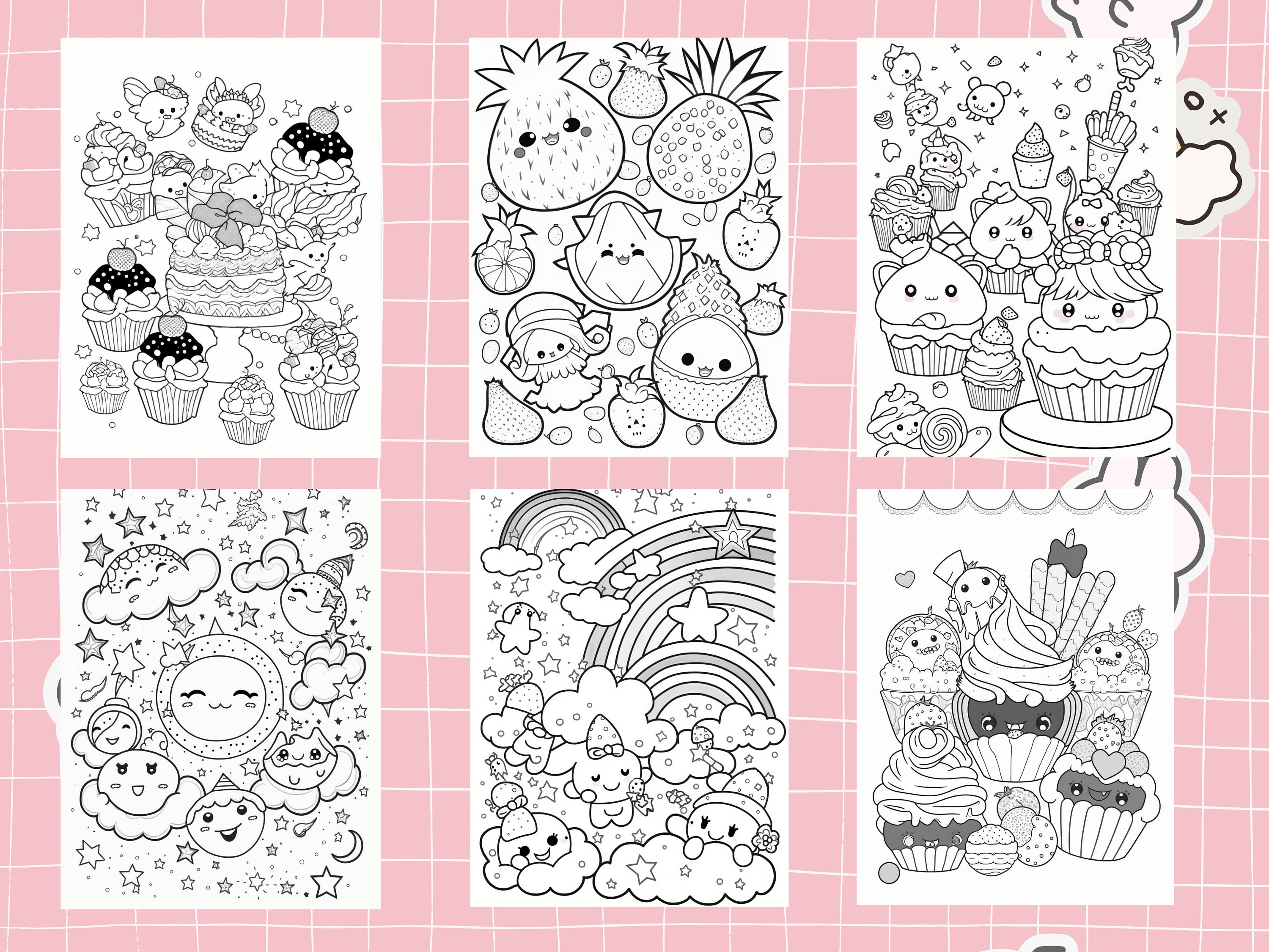 Kawaii Coloring Pages Cute Coloring Pages for Kids and Adults Digital ...