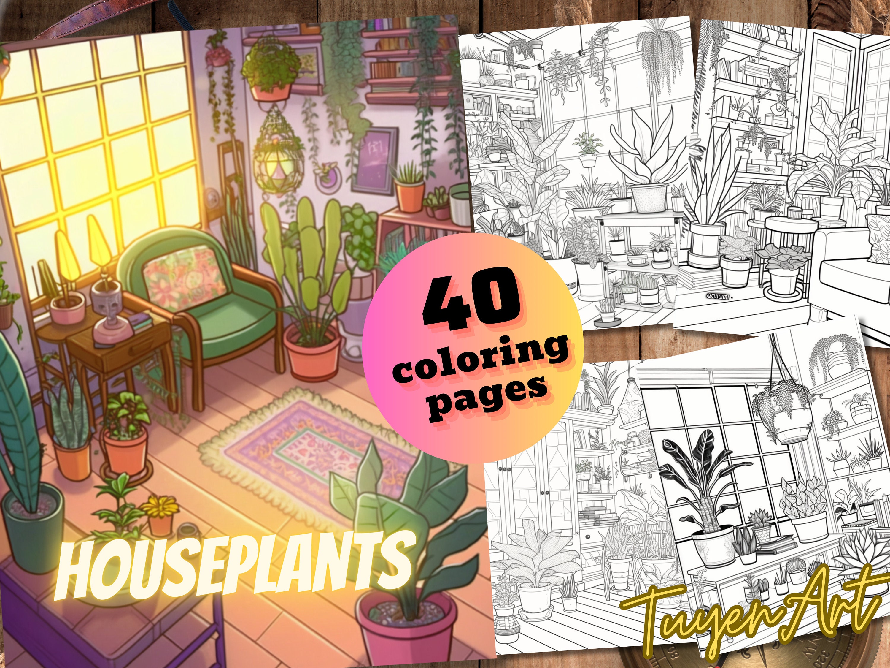 Houseplants, Plant Coloring Pages for Adults, Printable Coloring Sheets ...