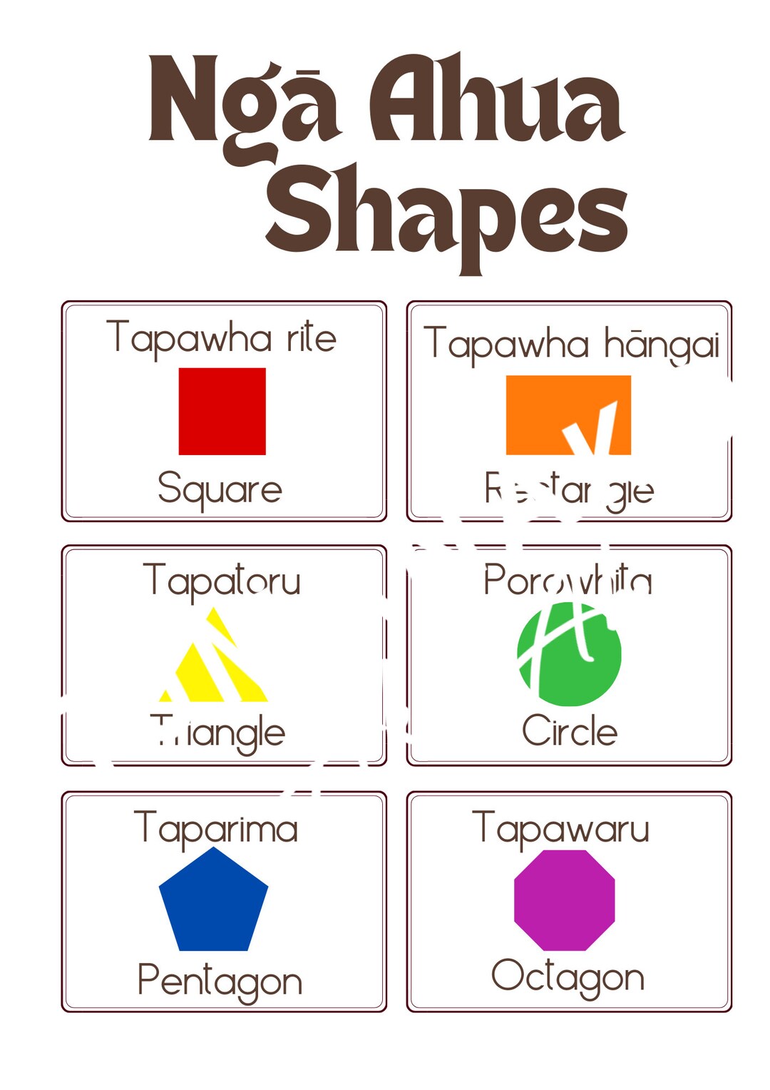 Maori and English Shapes - Ngā Ahua - Etsy Australia