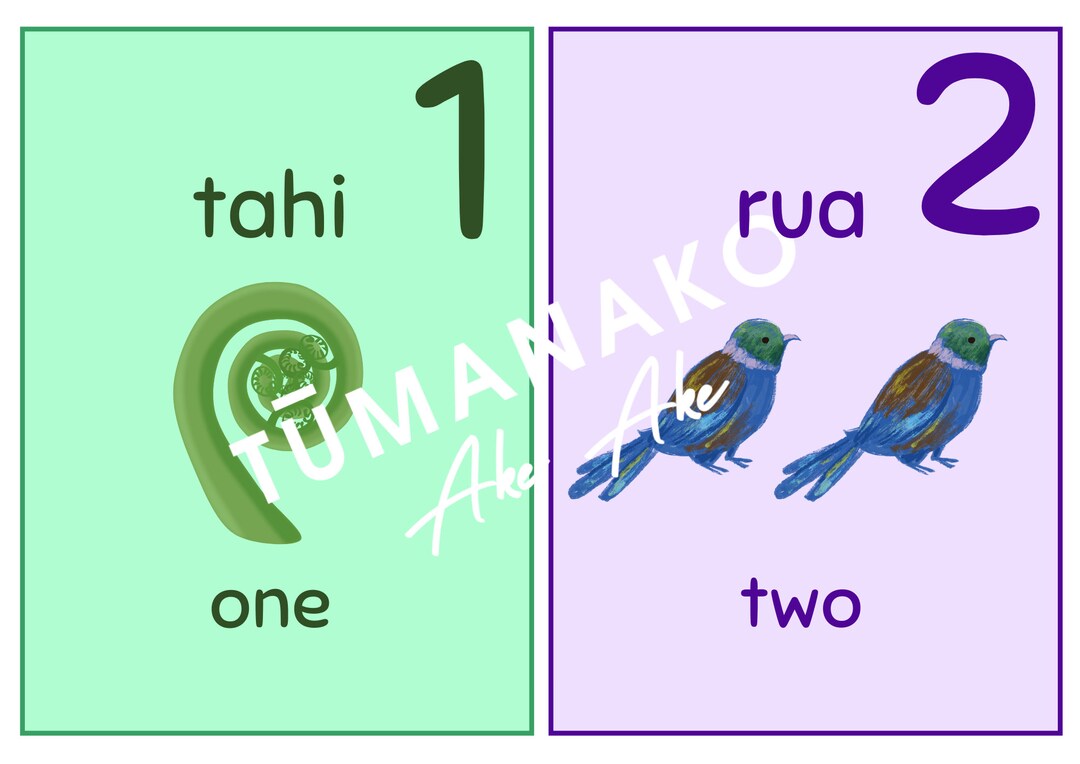 Maori and English Numbers - Ngā Tau 1-10 - Etsy