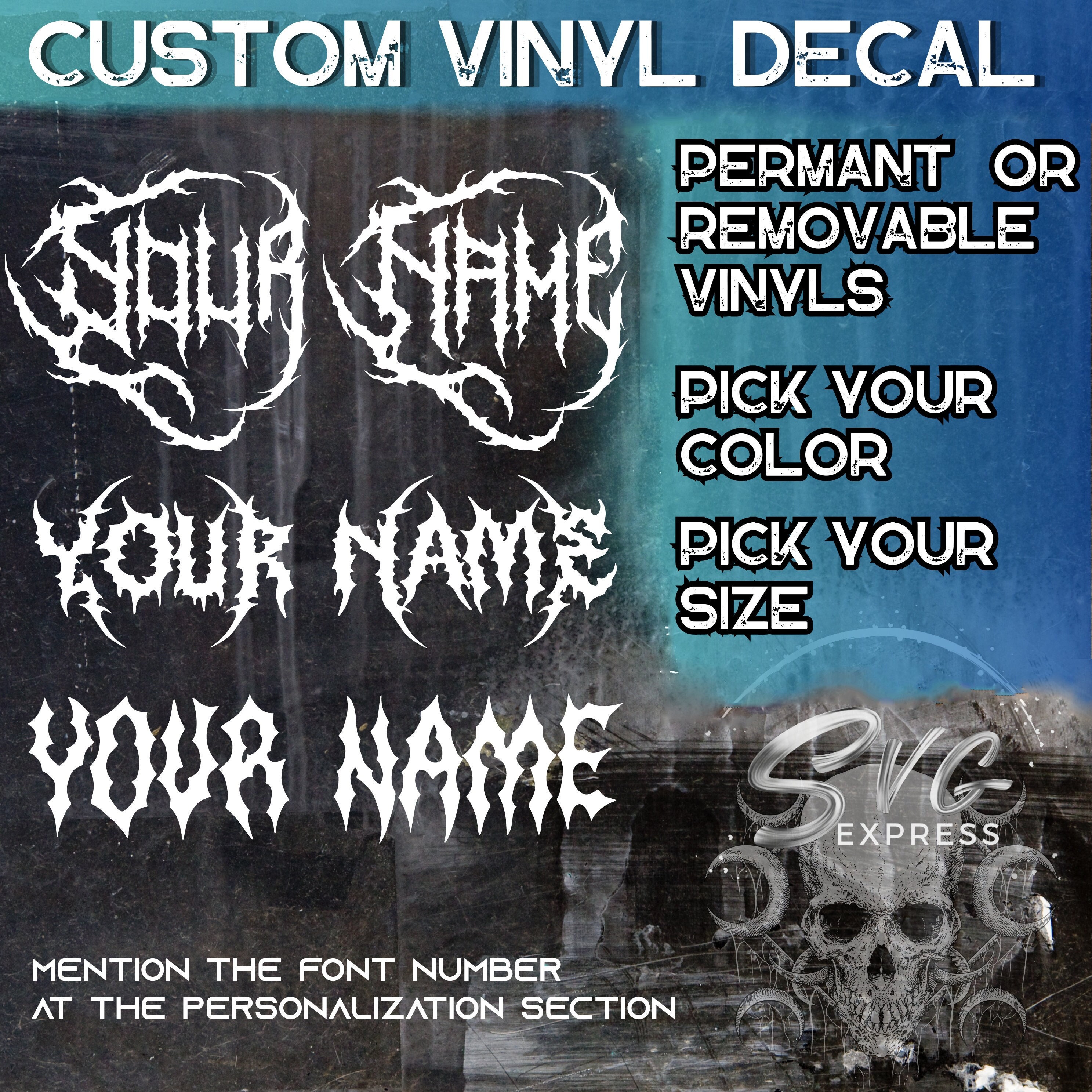 Custom Death Metal Fonts Vinyl Decals Free Viking Sticker Black Metal ...