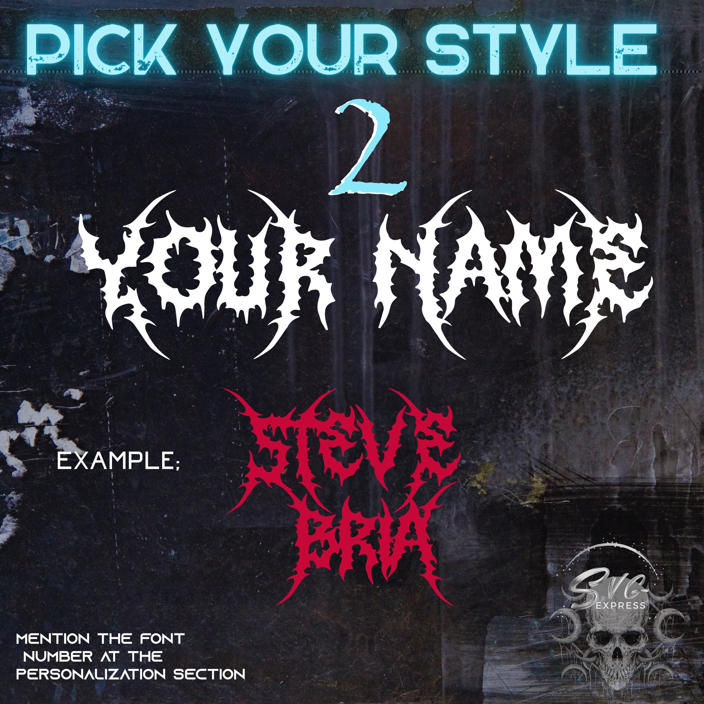 Custom Iron on Death Metal Fonts Vinyl Customizable Design Black Metal ...