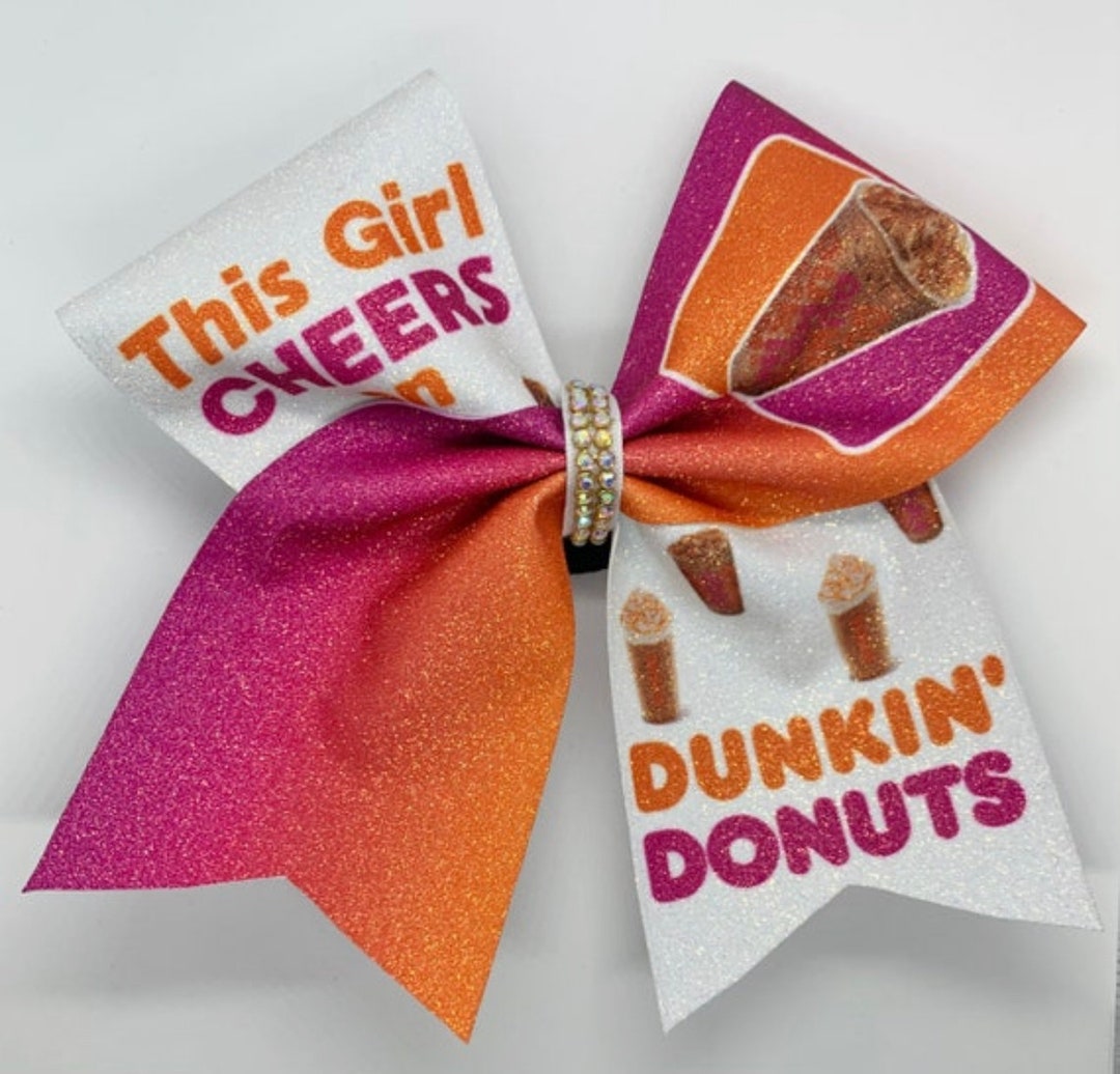 Girl Cheers on Dunkin Glitter Bow - Etsy