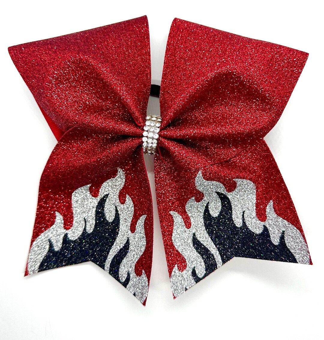 Double Flame Glitter Bow - Etsy