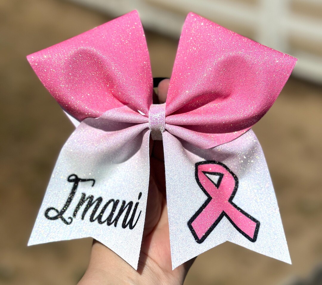 Ombré Pink Awareness Bow With Ribbon and Team Name - Etsy