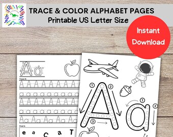 Alphabet Worksheets Printable Tracing Coloring Homeschool Teacher Kids ...