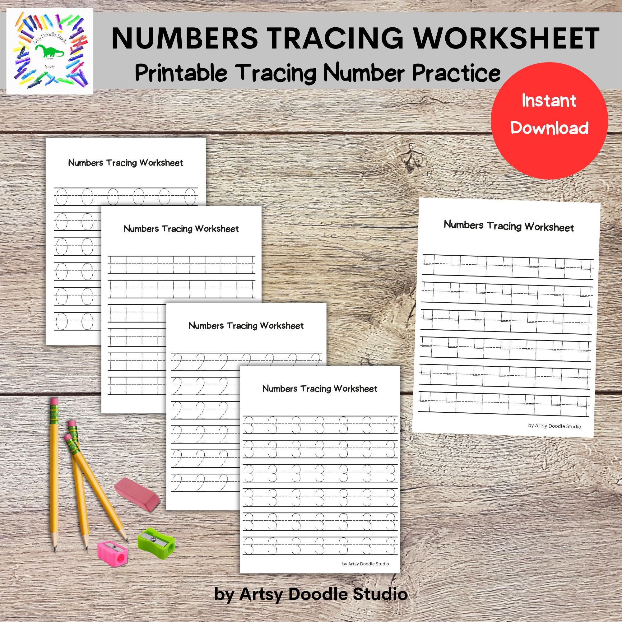 Numbers Worksheet, Handwriting Practice, Number Writing, Number Tracing ...