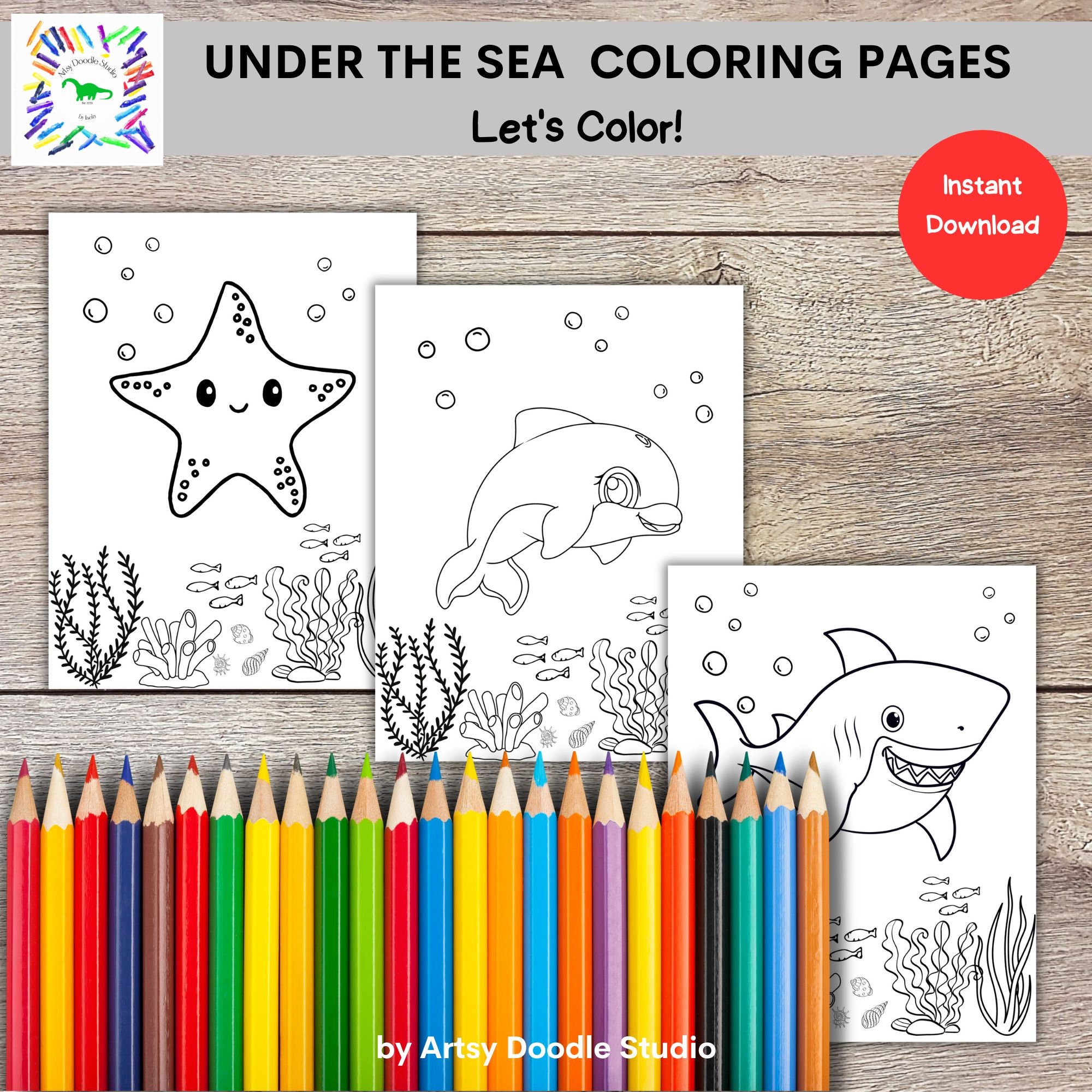 Under the Sea Coloring Pages for Kids, Preschoolers, Toddlers, 13 Under ...