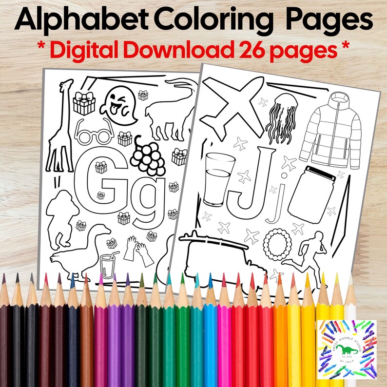 Alphabet Coloring Book,abc Coloring Pages, Set of 26 Alphabet ...