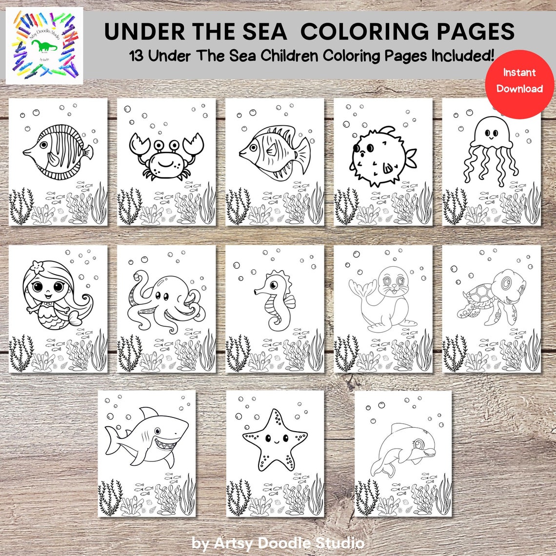 Under the Sea Coloring Pages for Kids, Preschoolers, Toddlers, 13 Under ...