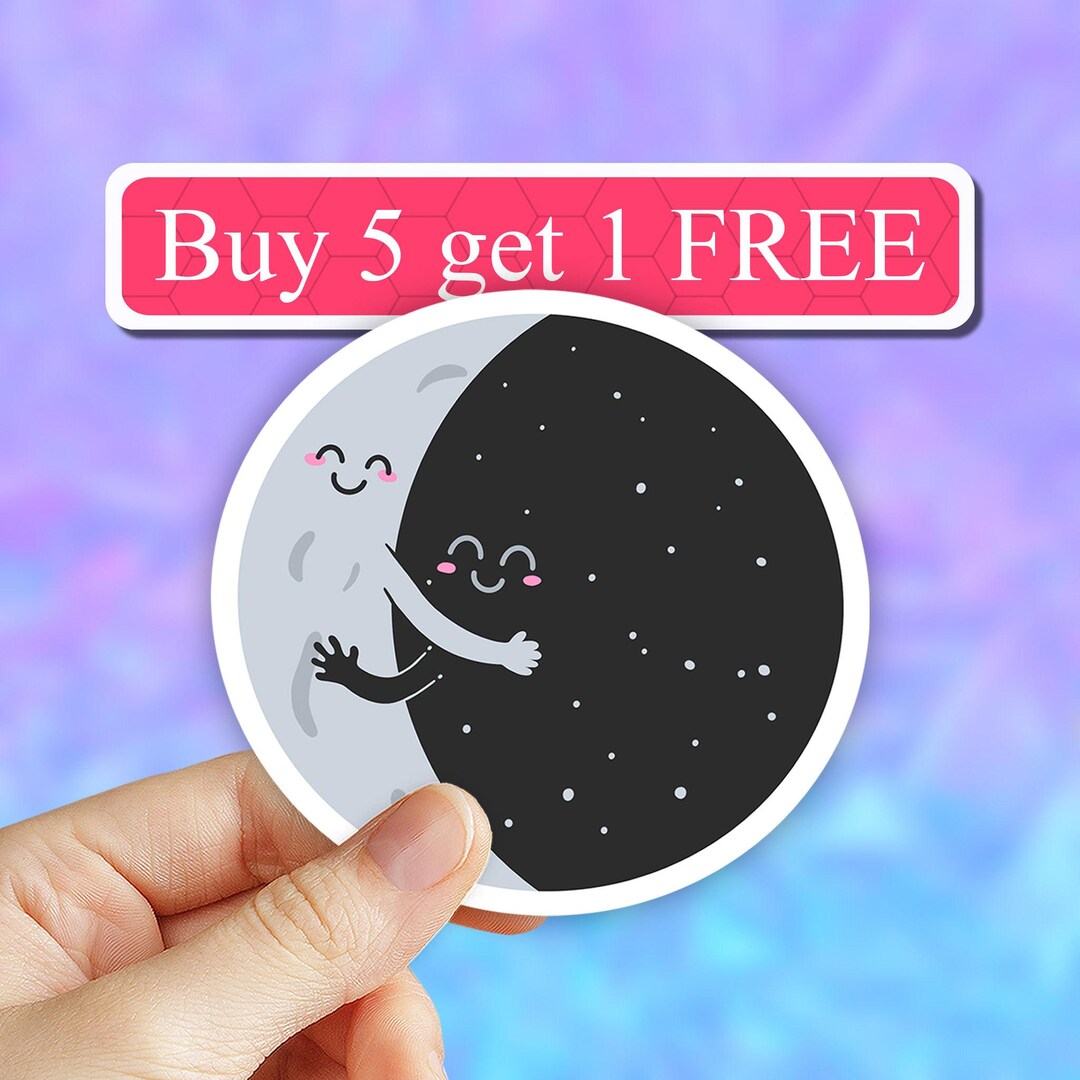 Hug Moon Stickers, Moon Phase Stickers, Just a Phase Sticker, Trending ...