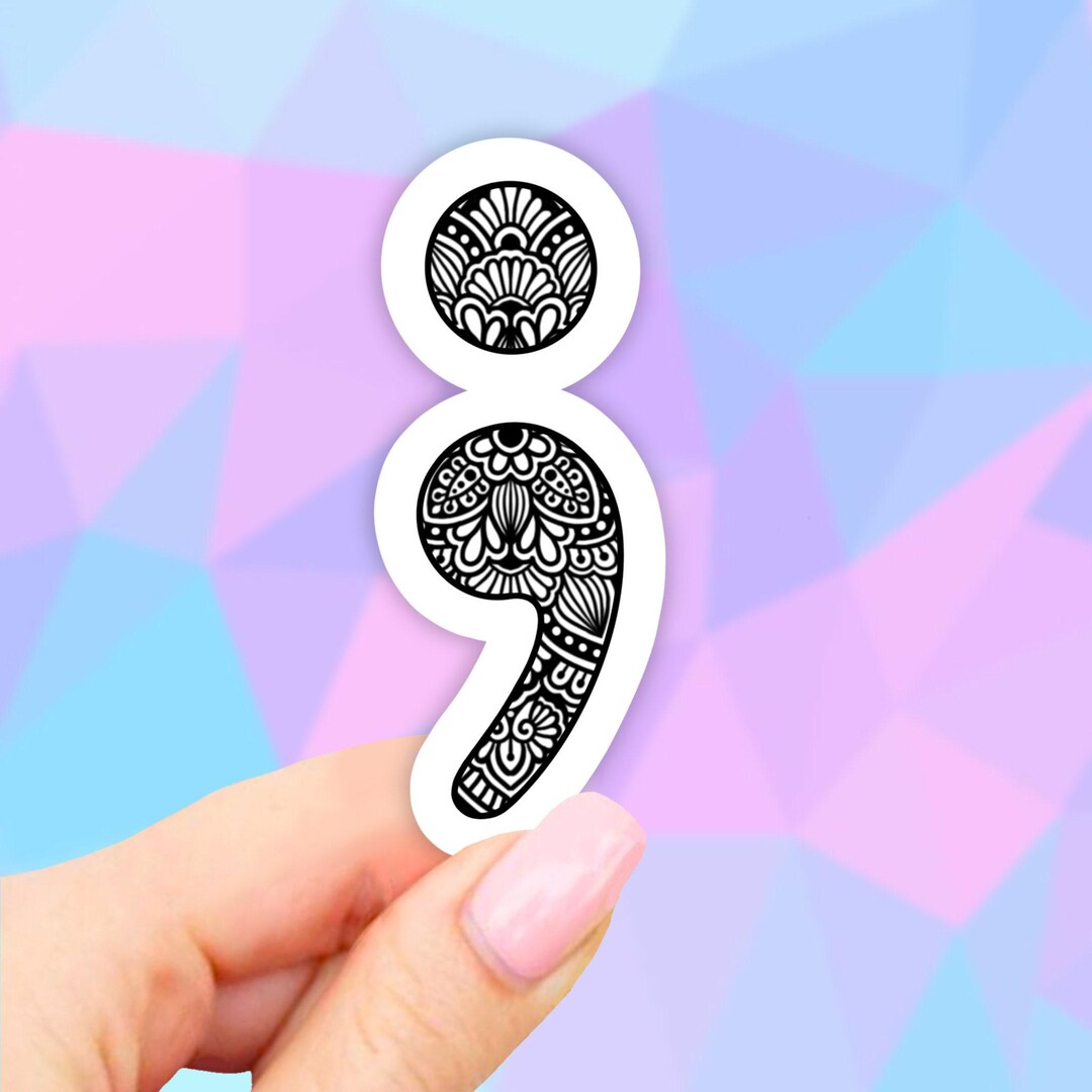 Mandala Semicolon Sticker, Coma, VSCO Sticker, Laptop Decal, Aesthetic ...
