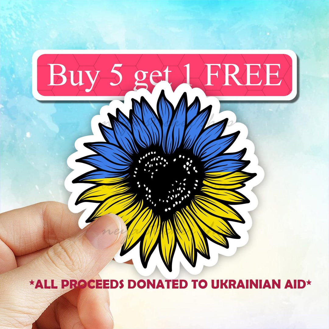 Ukraine Flag Sunflower Sticker, I Stand With Ukraine, Support Ukraine ...