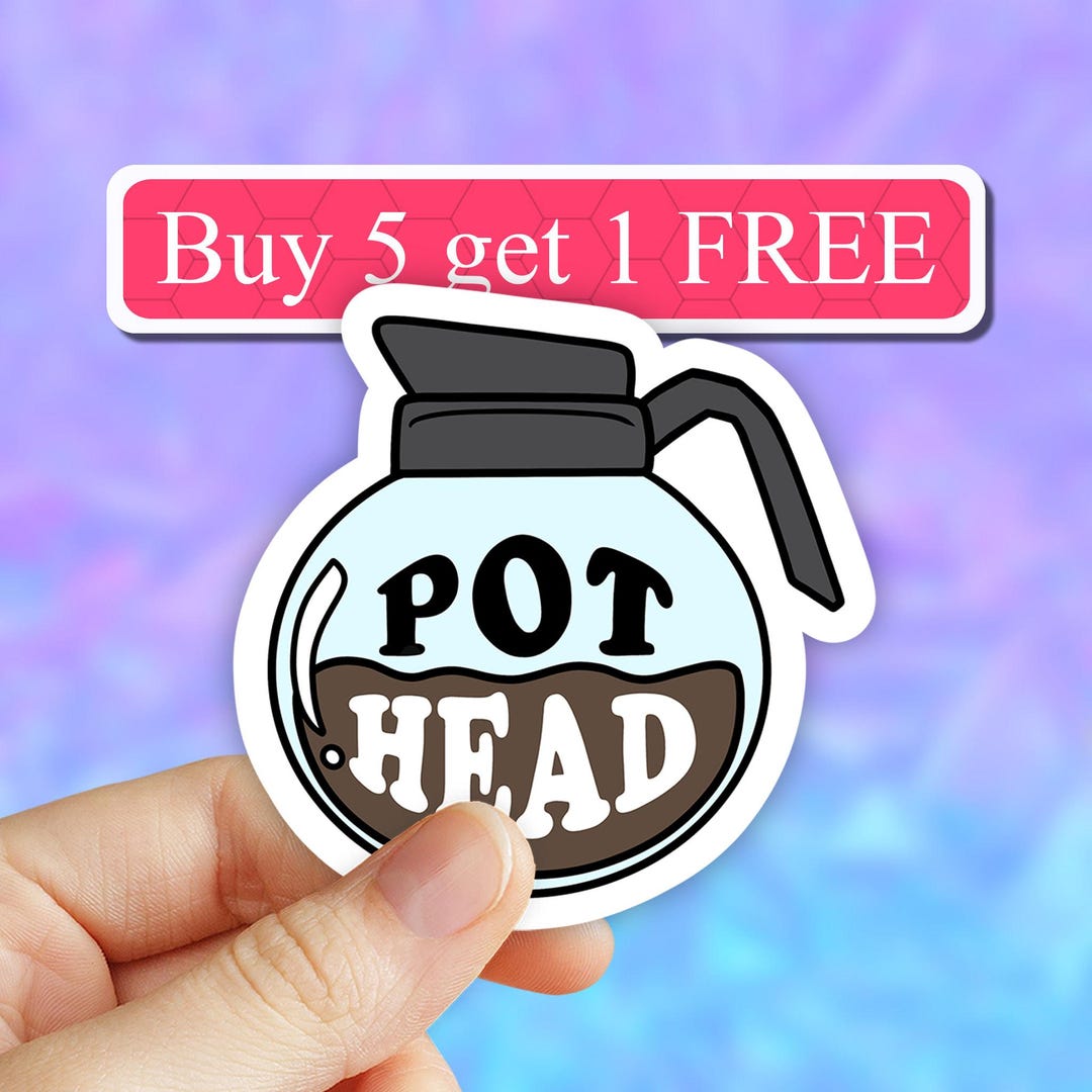 Pot Head Coffee Sticker, Coffee Laptop Stickers, Coffee Stickers, Water ...