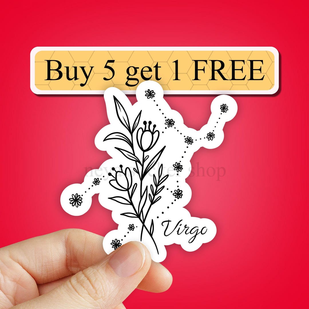 Floral Virgo Sticker, Zodiac Sticker Pack, Constellation Sticker ...