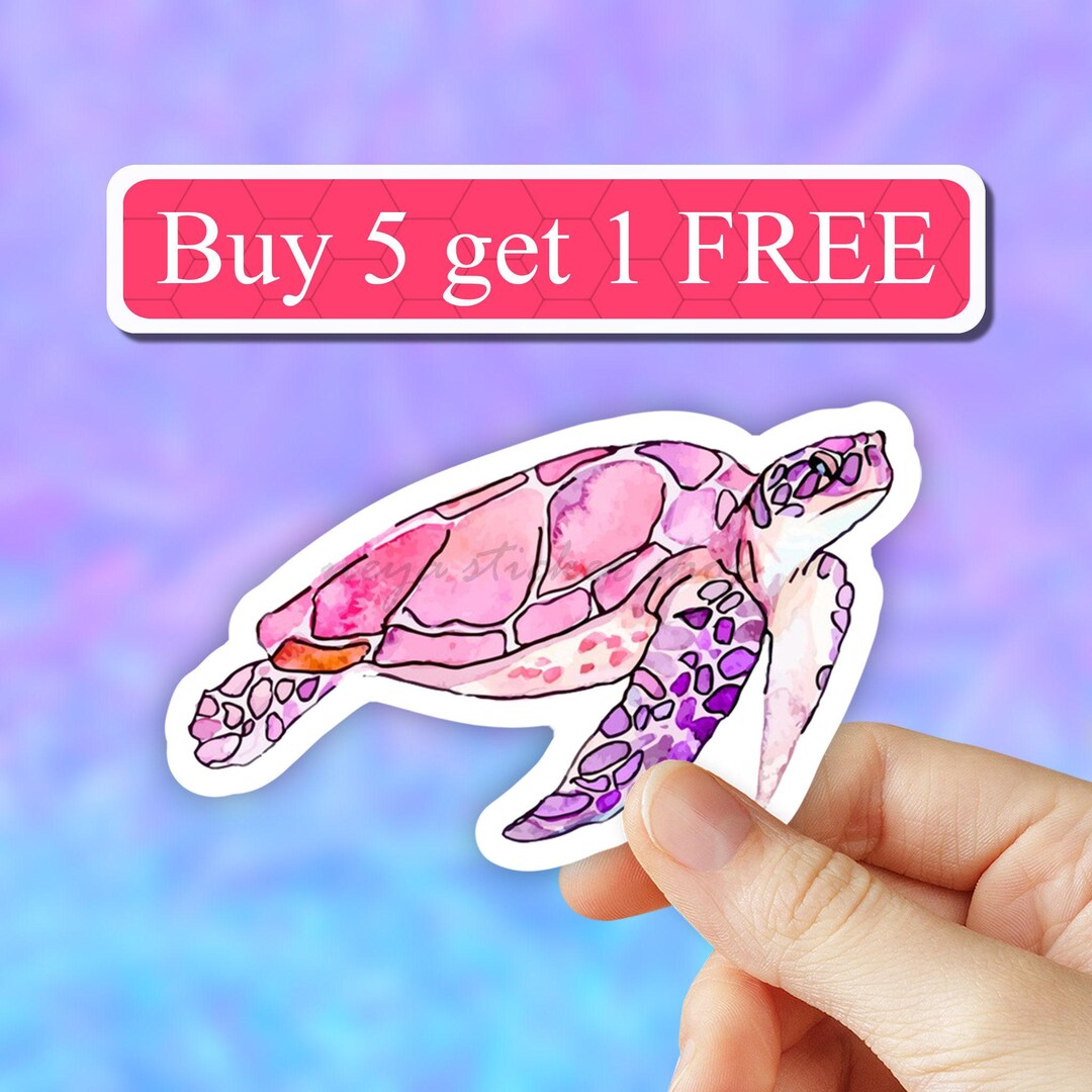 Pink Sea Turtle Sticker, Save the Turtles, Ocean Wave Sticker, VSCO ...