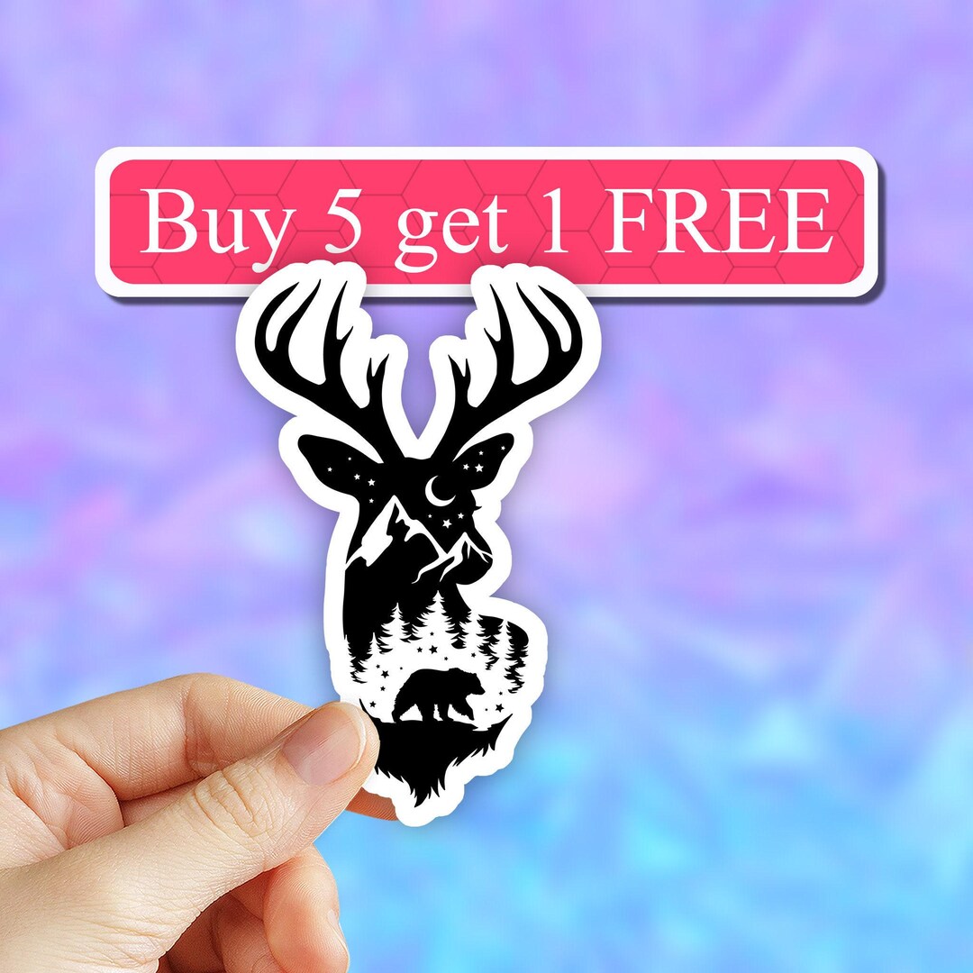 Deer Forest Sticker, Night Sky, Galaxy Deer Sticker, Forest, Wild Life ...