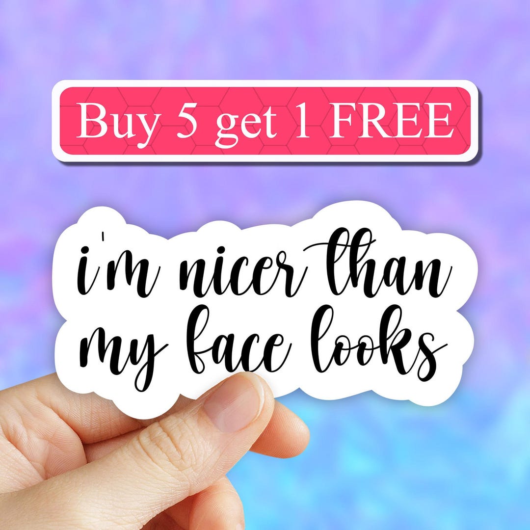 I'm Nicer Than My Face Looks Sticker, Sarcasm Stickers, Laptop Stickers ...