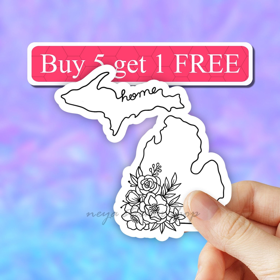 Michigan Sticker, Floral Michigan State Stickers, Michigan Decal ...