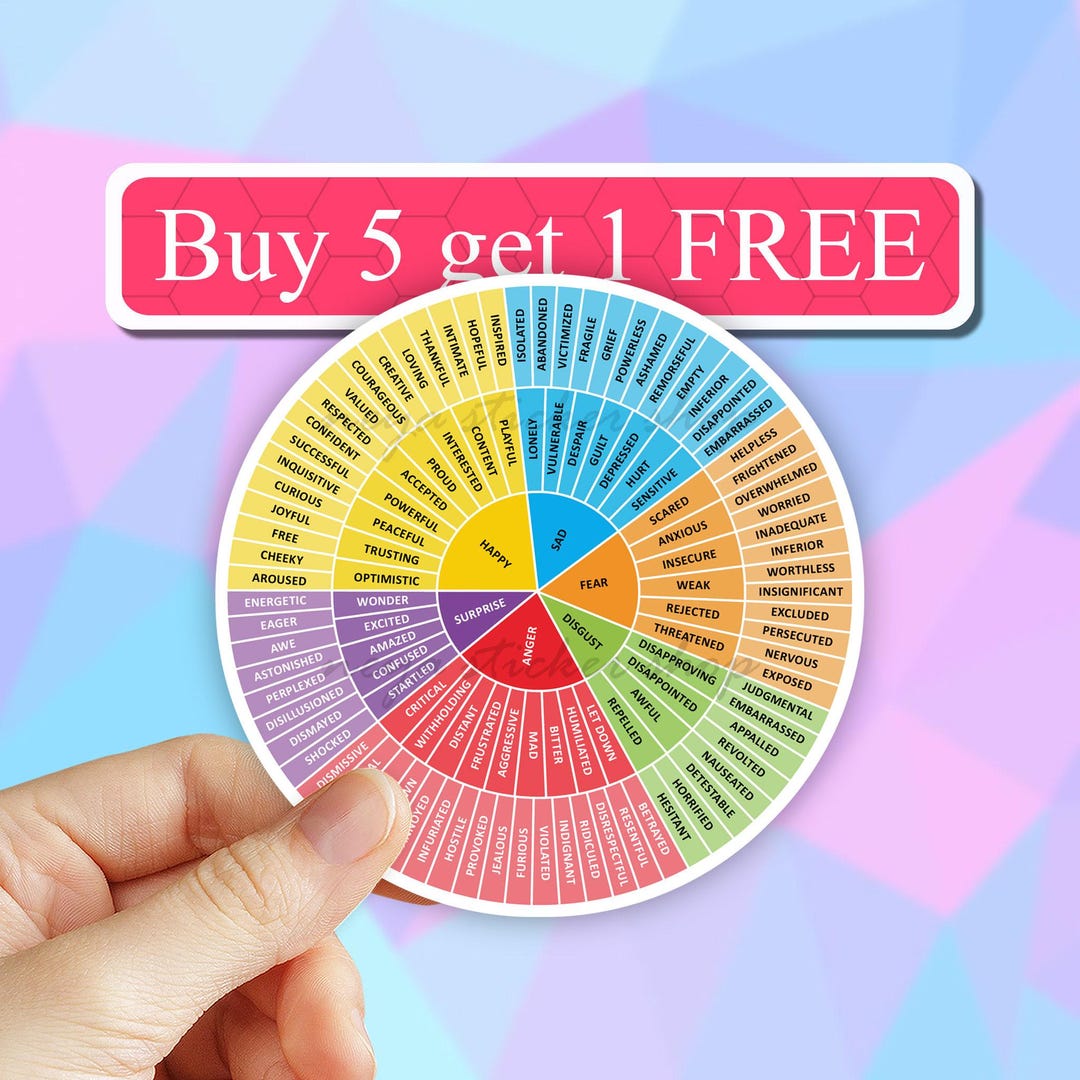 Feelings Wheel Sticker, Therapist Sticker, Emotions Wheel Sticker ...