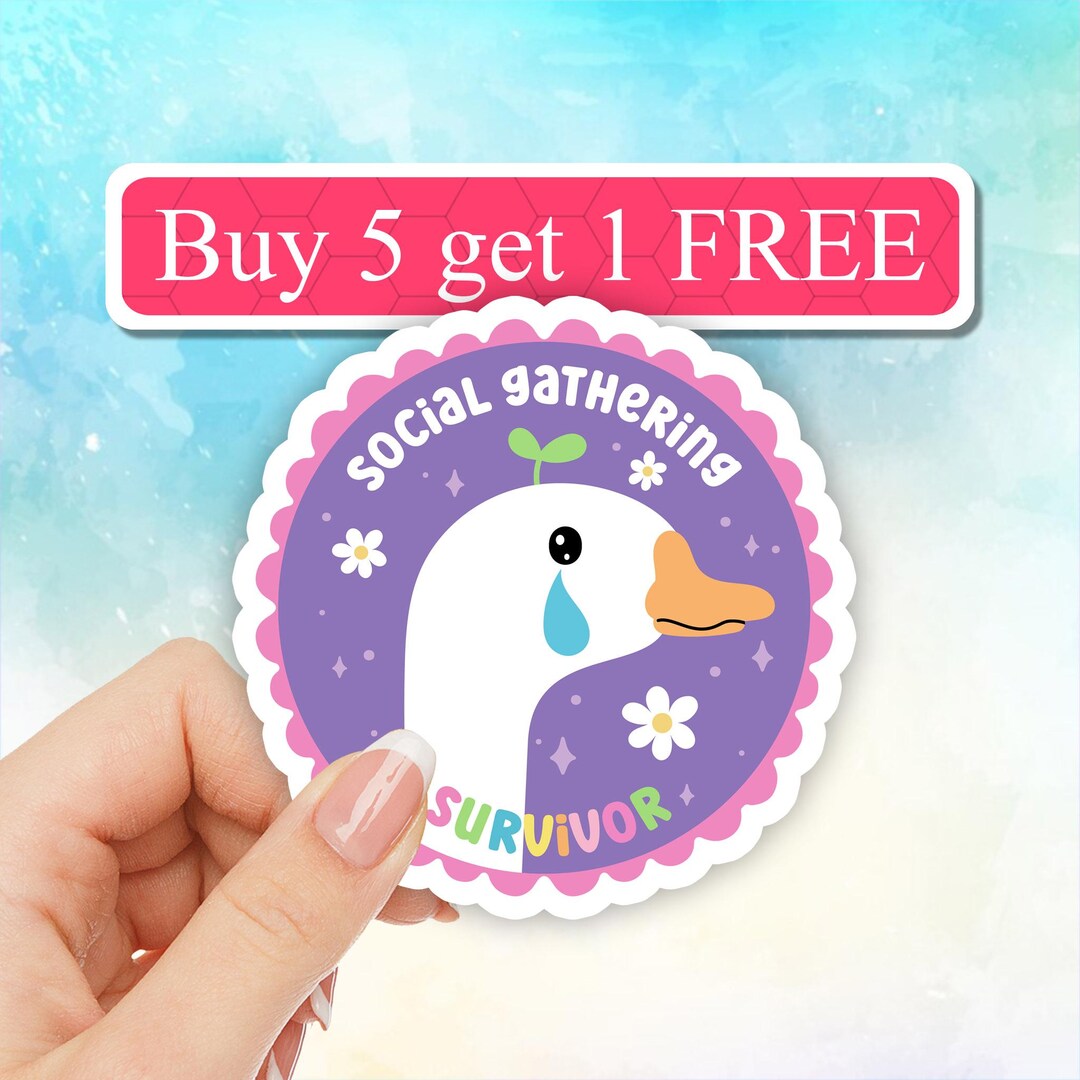 Social Gathering Survivor Waterproof Sticker, Mental Health Stickers ...