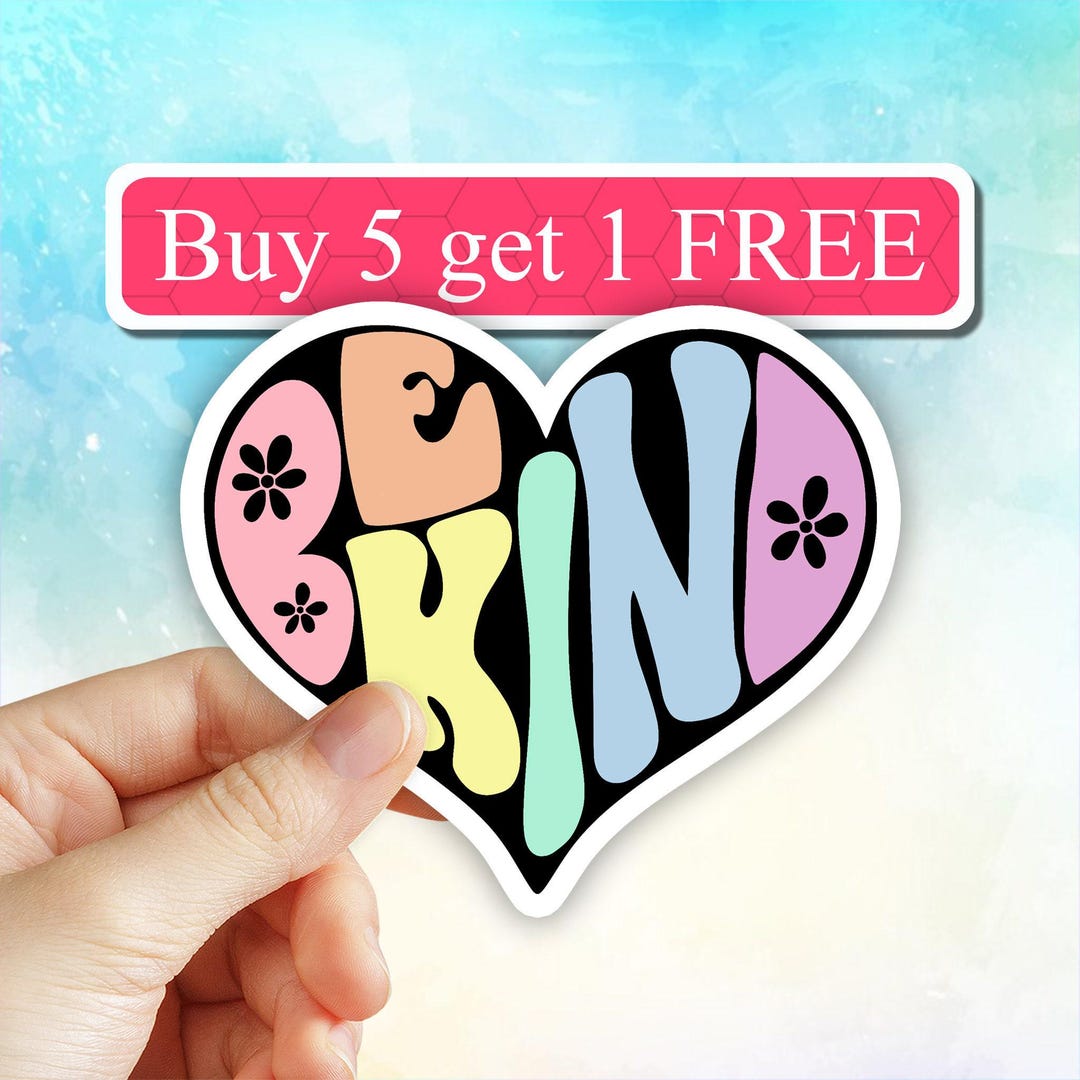 Heart Be Kind Sticker, Cute Vinyl Stickers, Kindness Matters, Mental ...