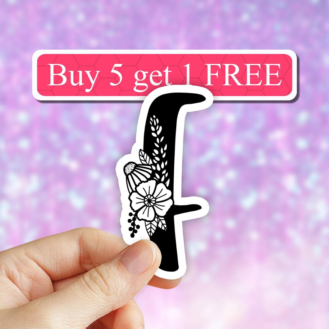 Floral Letter F Sticker, Vinyl Sticker, Best Friend Gift, Laptop Decals ...