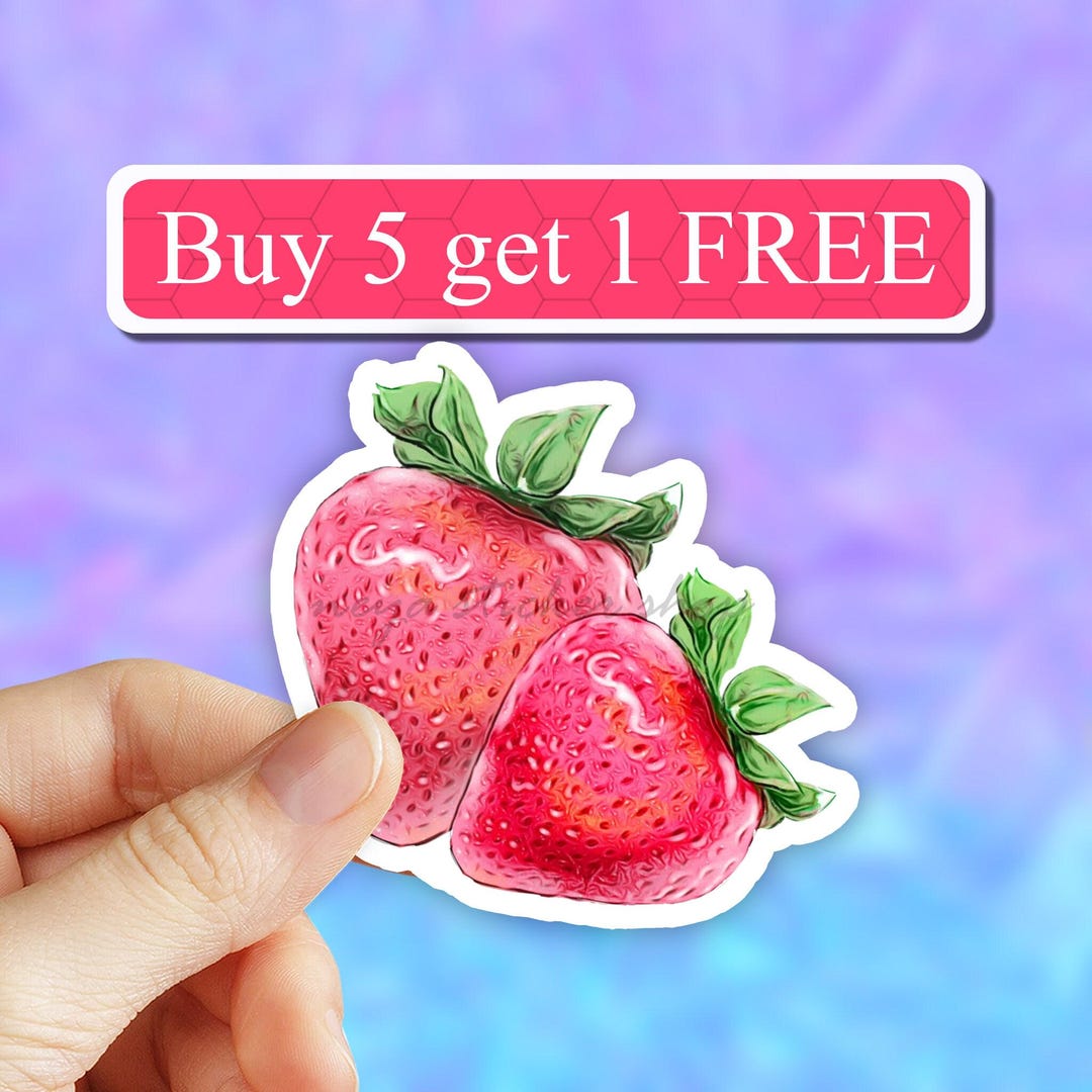 Strawberries Sticker, Fruit Laptop Stickers, Strawberry Sticker, Laptop ...