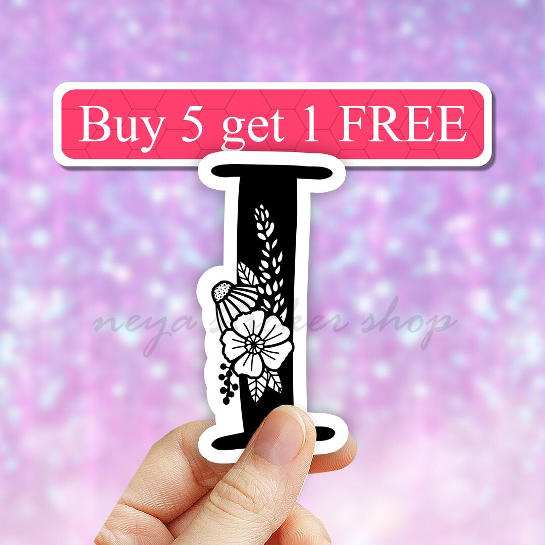 Floral Letter I Sticker, Vinyl Sticker, Best Friend Gift, Laptop Decals ...