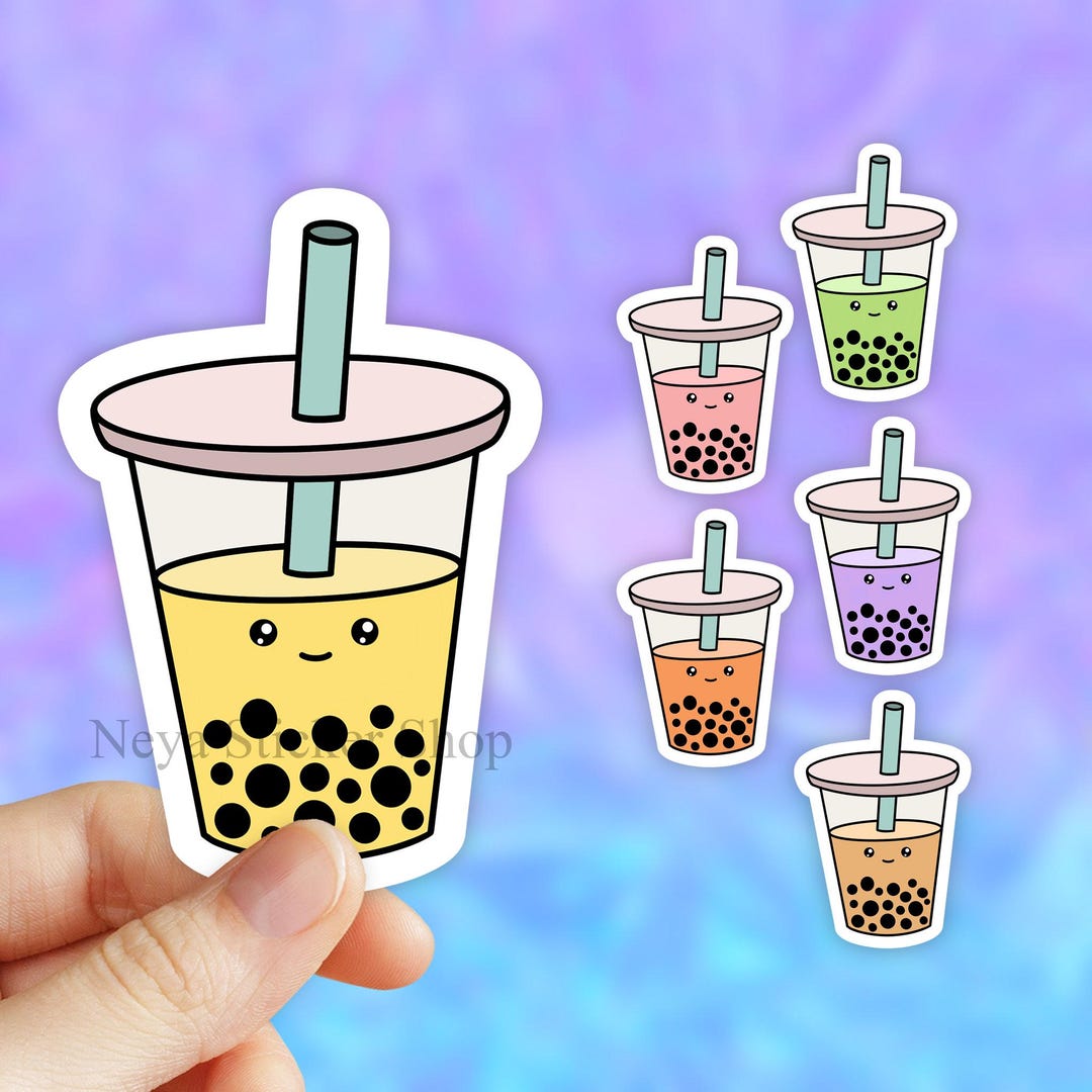 Boba Sticker, Boba Bubble Tea Sticker, Cute Boba Tea Stickers, Boba Tea ...