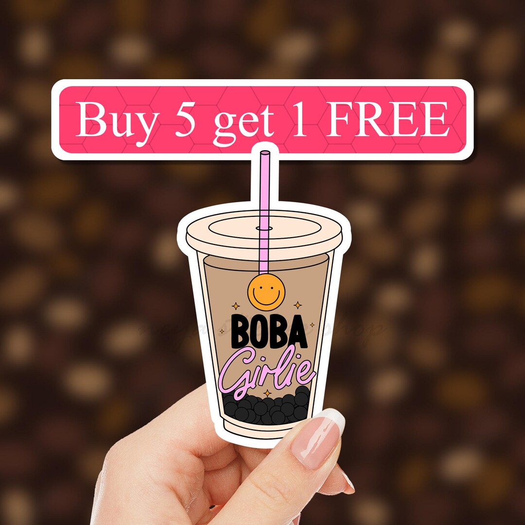 Boba Girlie Waterproof Sticker, Tea Stickers, Bubble Tea Sticker, Tea ...