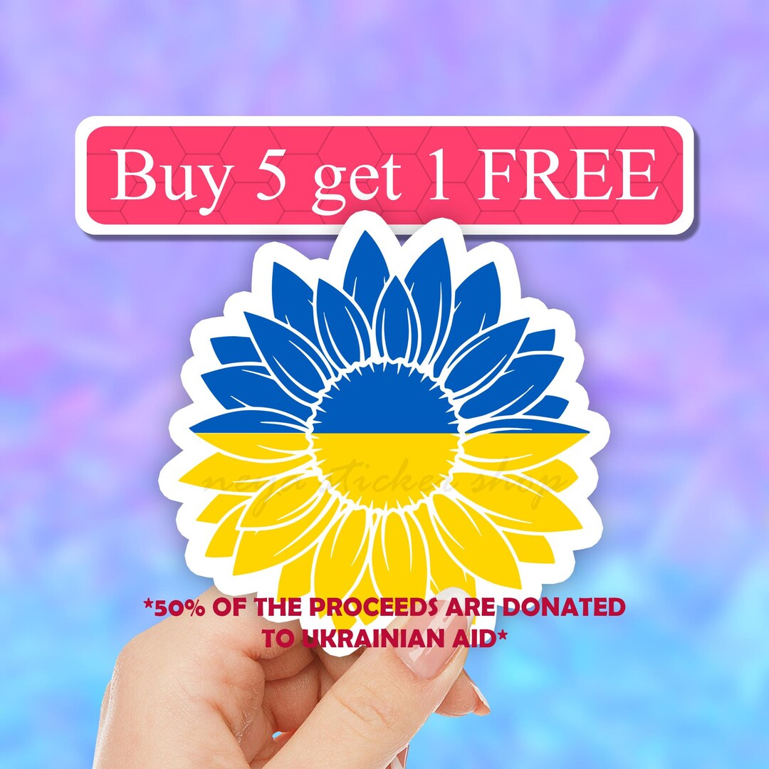 Ukraine Flag Sunflower Vinyl Sticker, Stand With Ukraine, Support ...