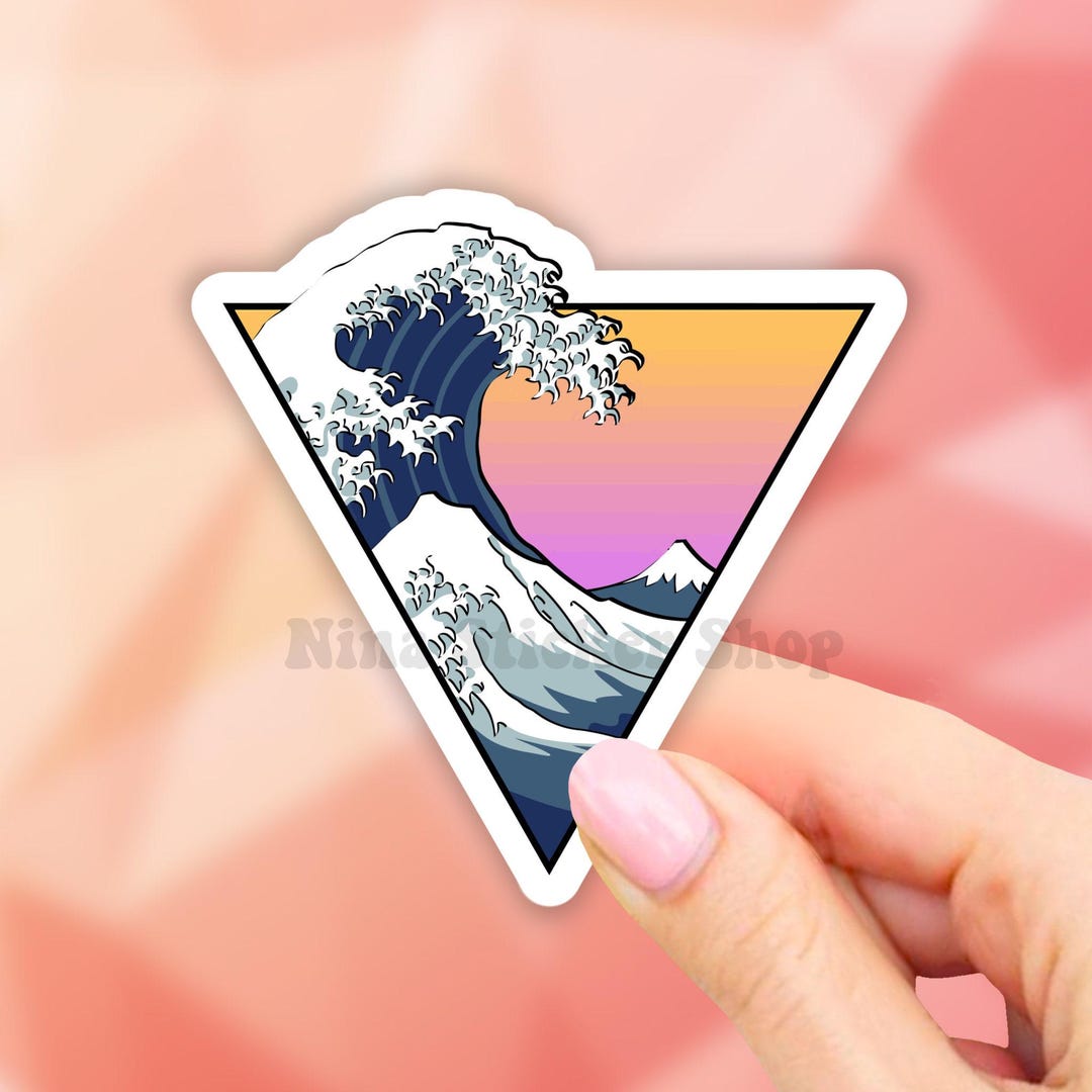 The Great Wave Vinyl Sticker, Ocean Wave Sticker, Laptop Sticker ...