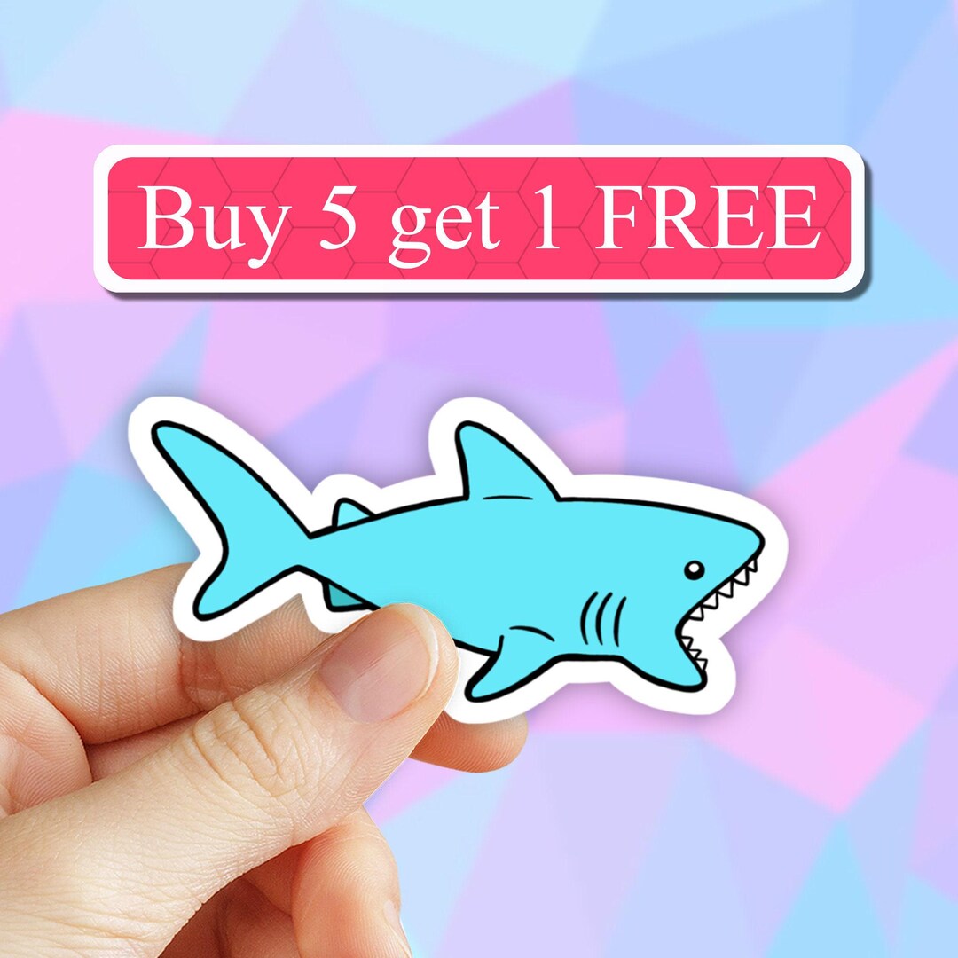 Cute Shark Sticker, Ocean Sticker, Vinyl Stickers, Laptop Sticker, Car ...