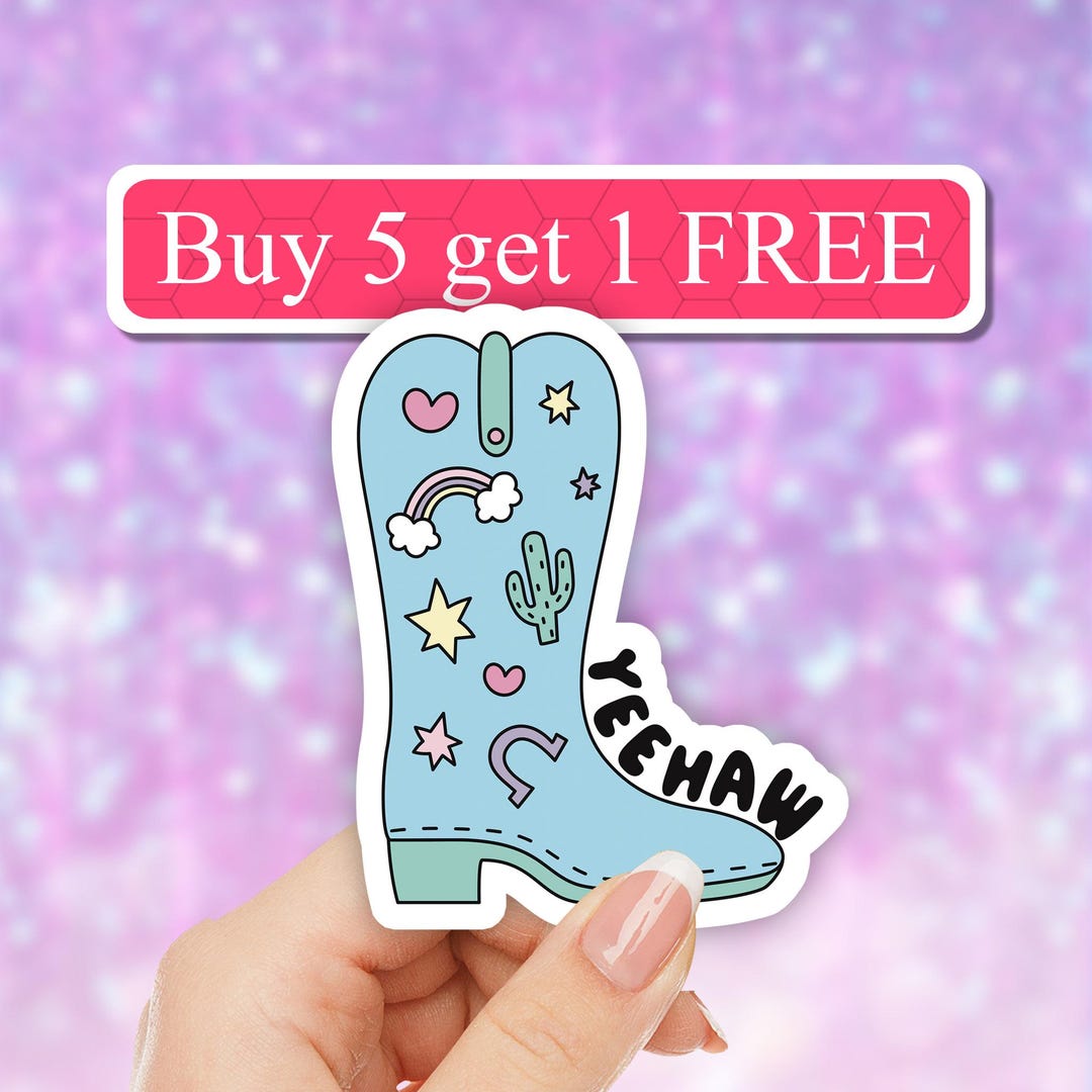 Yeehaw Cowboy Boot Waterproof Sticker, Funny Cowboy Sticker, Western ...