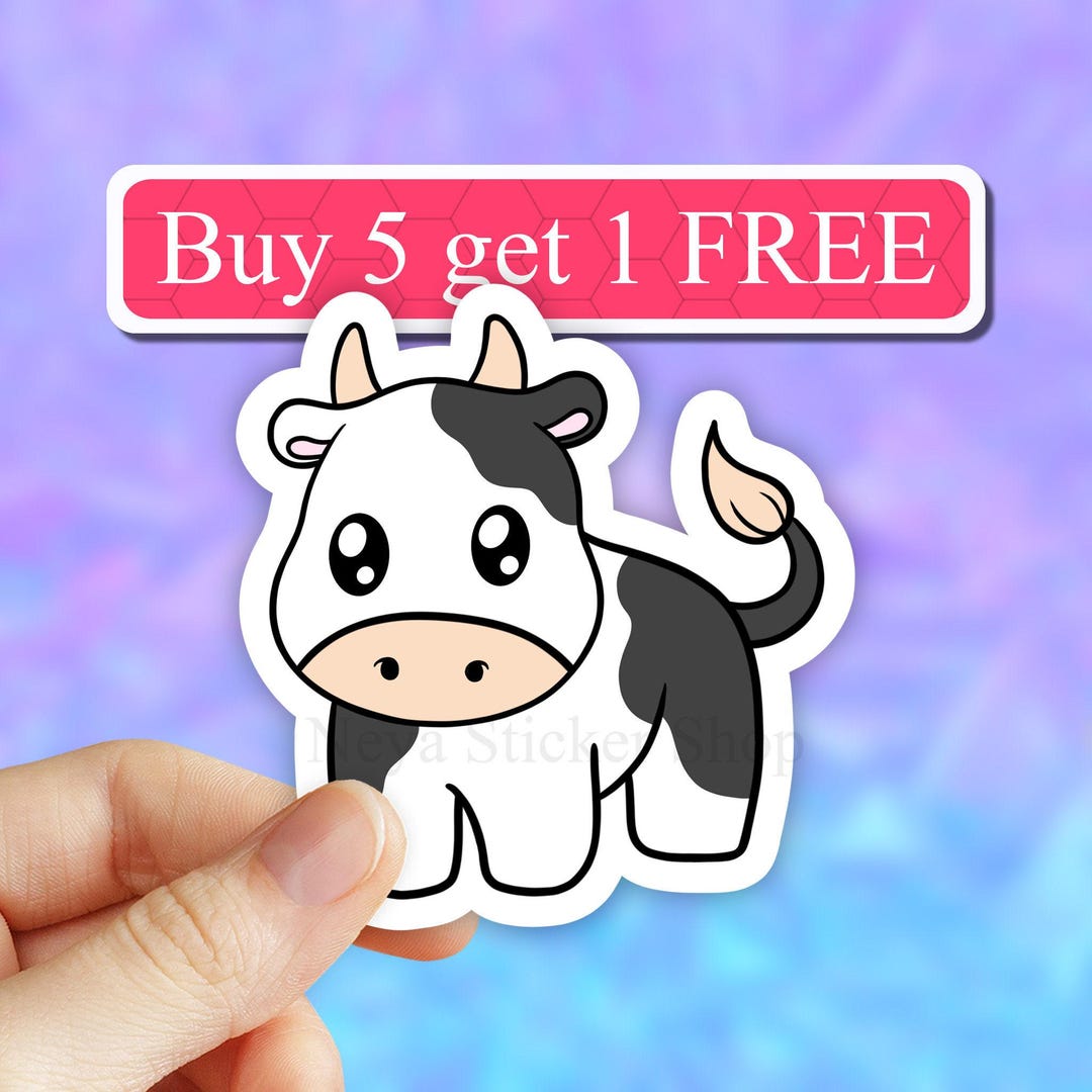Cute Cow Sticker, Cow Stickers, Farm Animal Sticker, Animal Lover ...