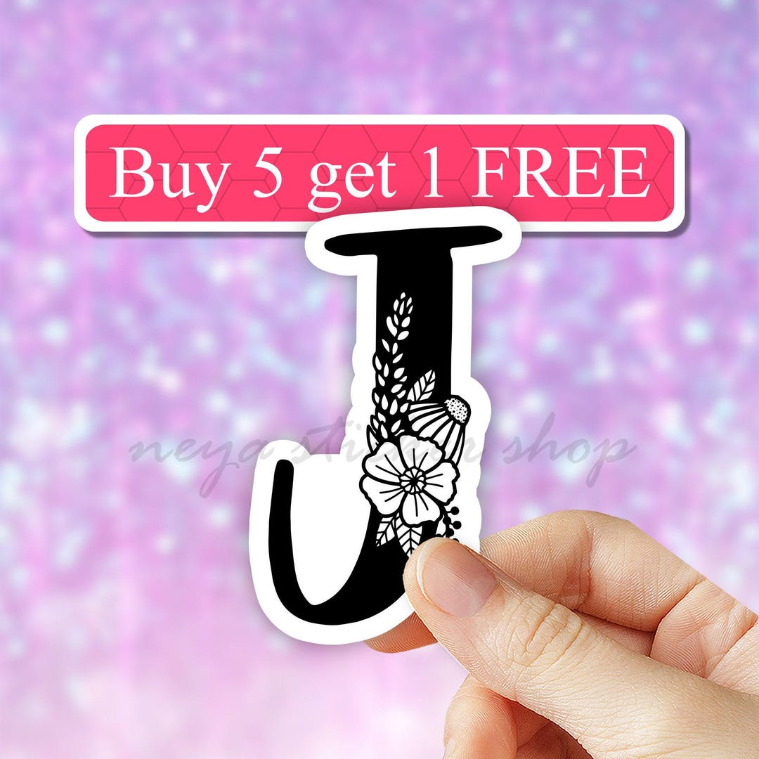 Floral Letter J Sticker, Vinyl Sticker, Best Friend Gift, Laptop Decals ...
