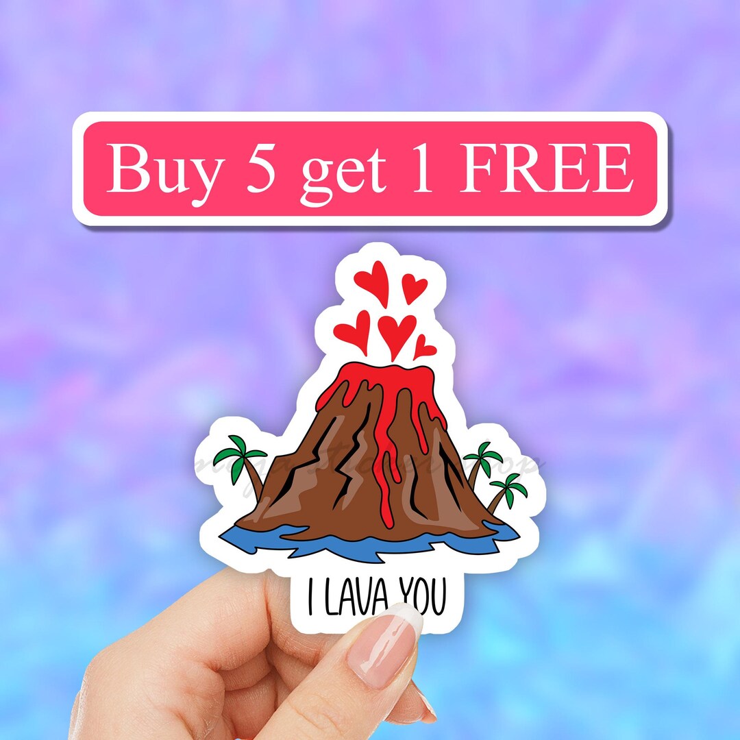 I Lava You Cute Volcano Sticker, Valentine's Day, Love Pun for Girl ...