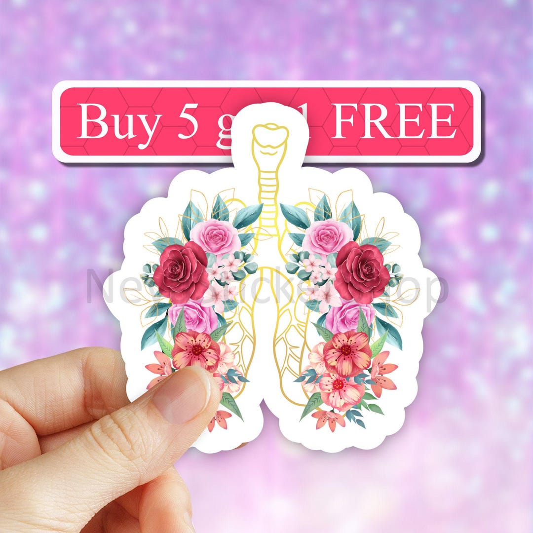 Floral Lungs Sticker, Lungs Sticker, Air Sticker, Breathe Sticker ...