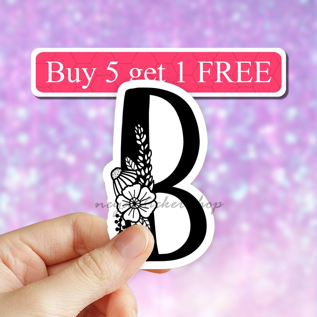 Floral Letter B Sticker, Vinyl Sticker, Best Friend Gift, Laptop Decals ...