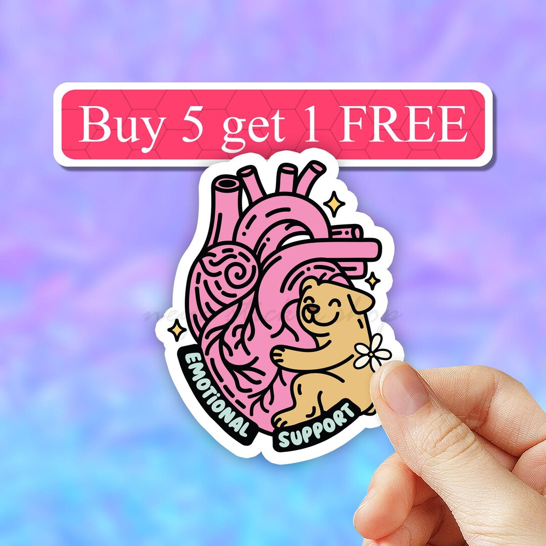 Emotional Support Dog Heart Sticker, Dog Stickers, Dog Lover Decal, Dog ...