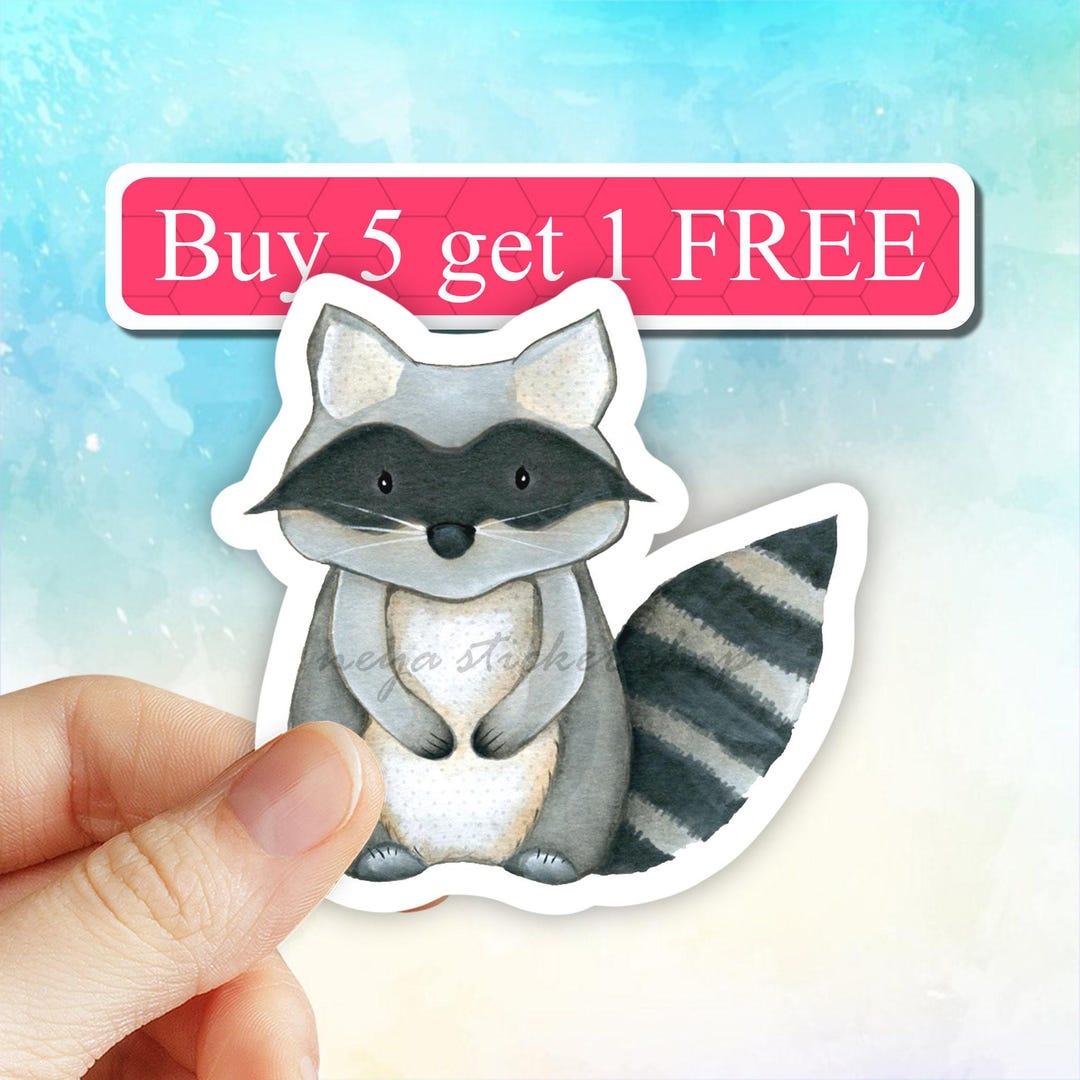 Watercolor Raccoon Sticker, Raccoon Decal, Animal Sticker, Furry ...