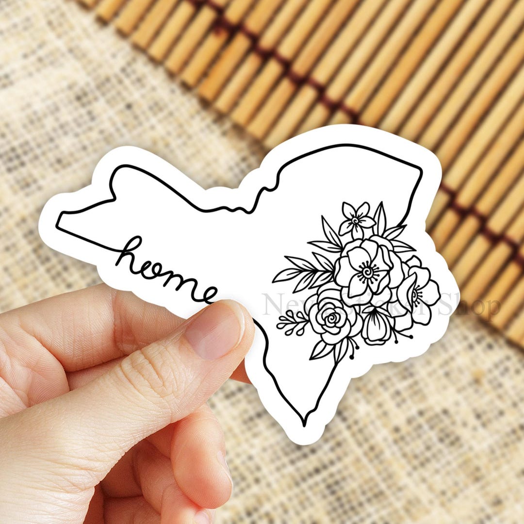 New York State Sticker, Floral States Sticker, Usa States Map, Laptop ...