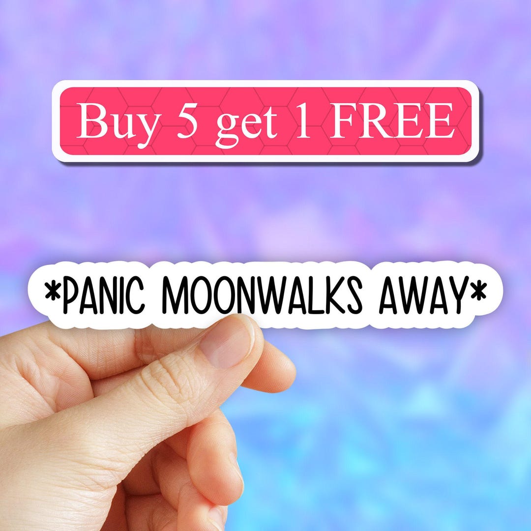 Panic Moonwalks Away Sticker, Funny Stickers, Laptop Decals, Tumbler ...